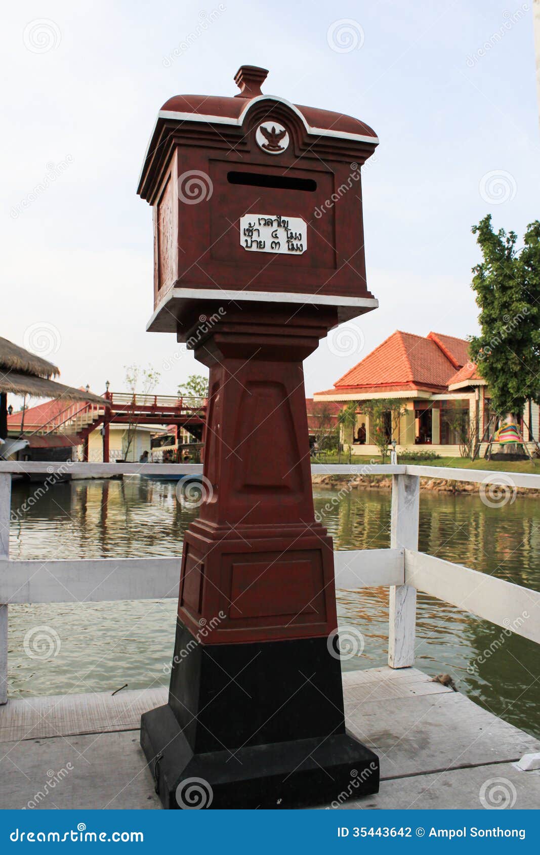 Red thai mail box stock photo. Image of close, business - 35443642