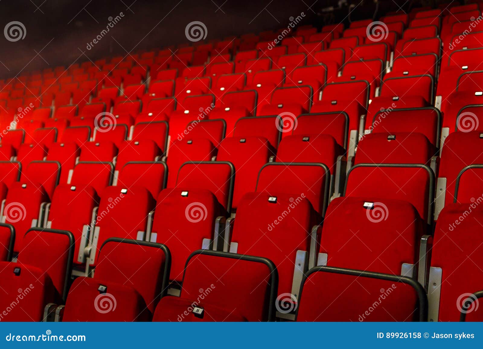 Red theater chairs stock photo. Image of interior, film - 89926158