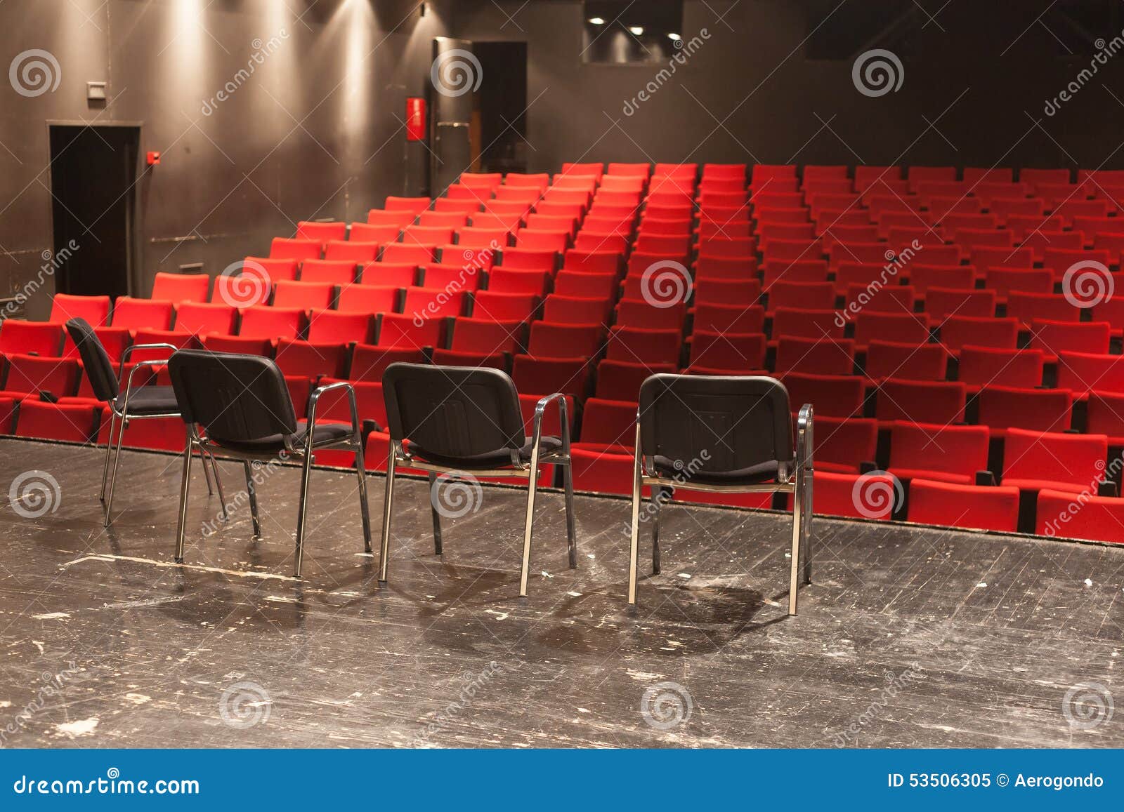 Red theater seats stock image. Image of exterior, floor - 53506305