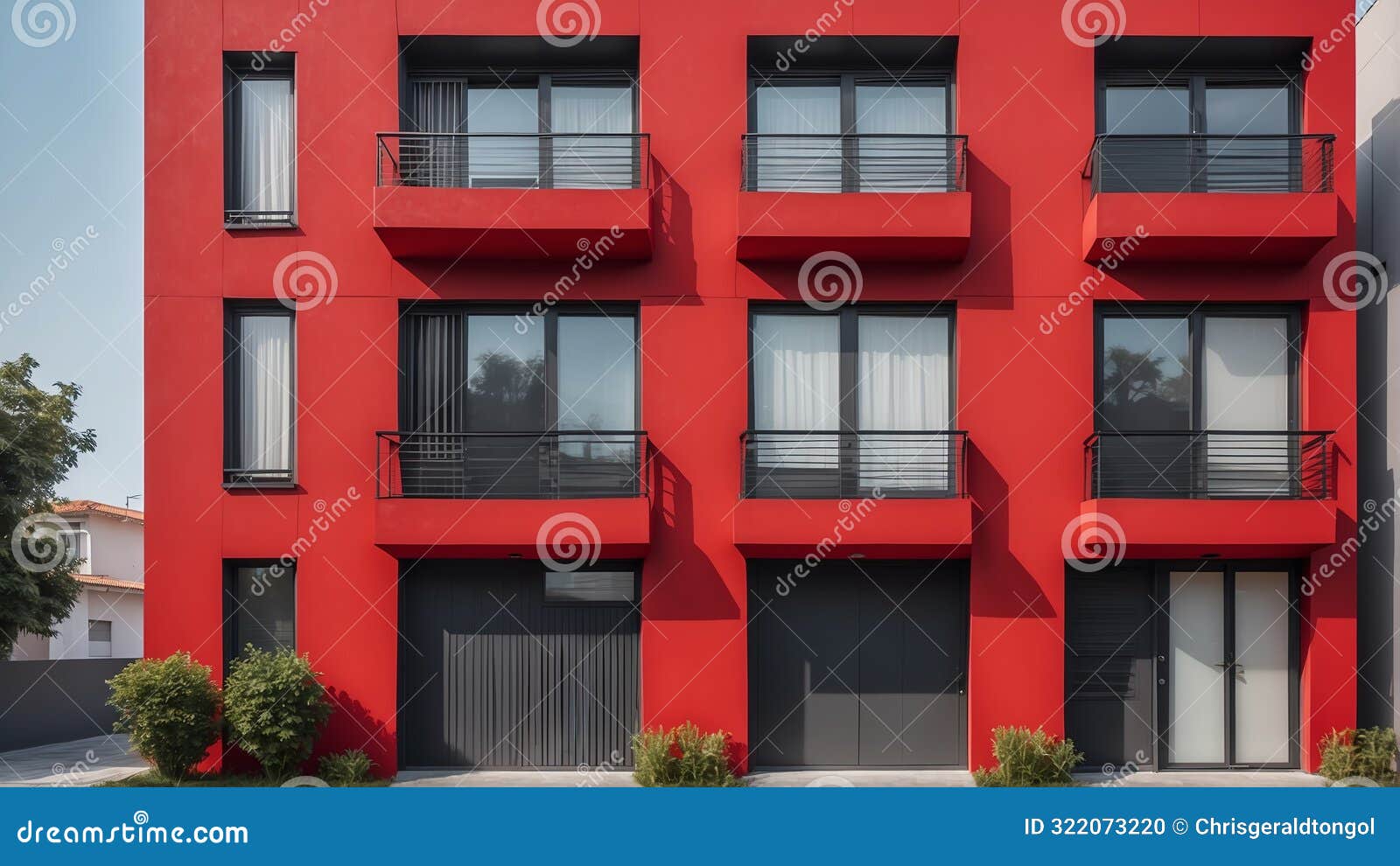 Red Theme Apartment Duplex House Facade for Ai Generated Stock ...