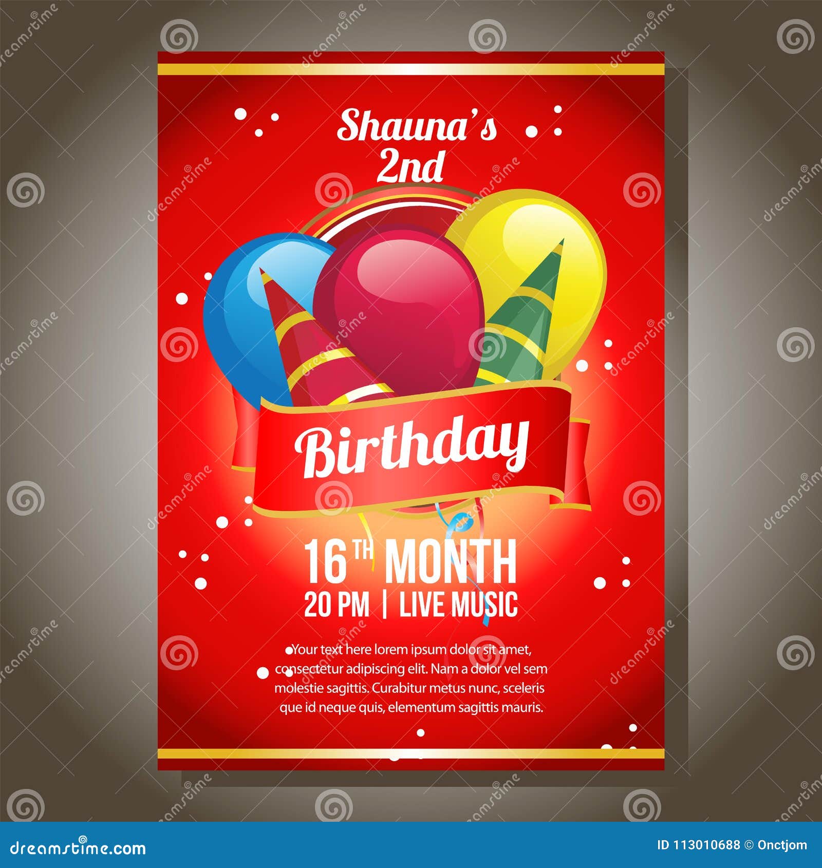 Red Birthday Party Invitation Stock Vector - Illustration of greeting ...