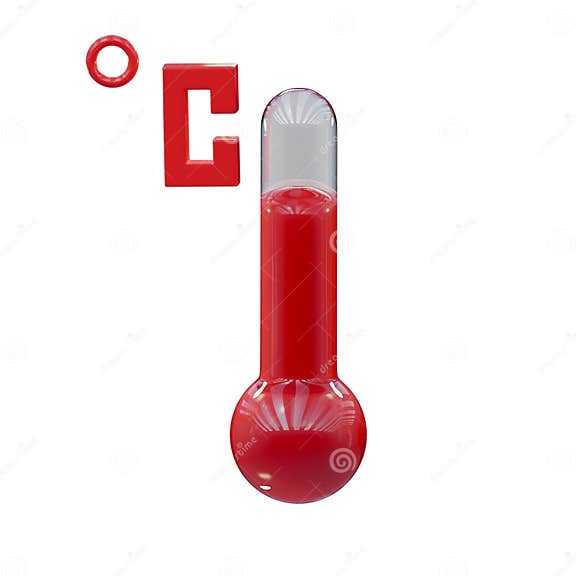 Red Thermometer with Celsius Symbol on White Background Stock ...