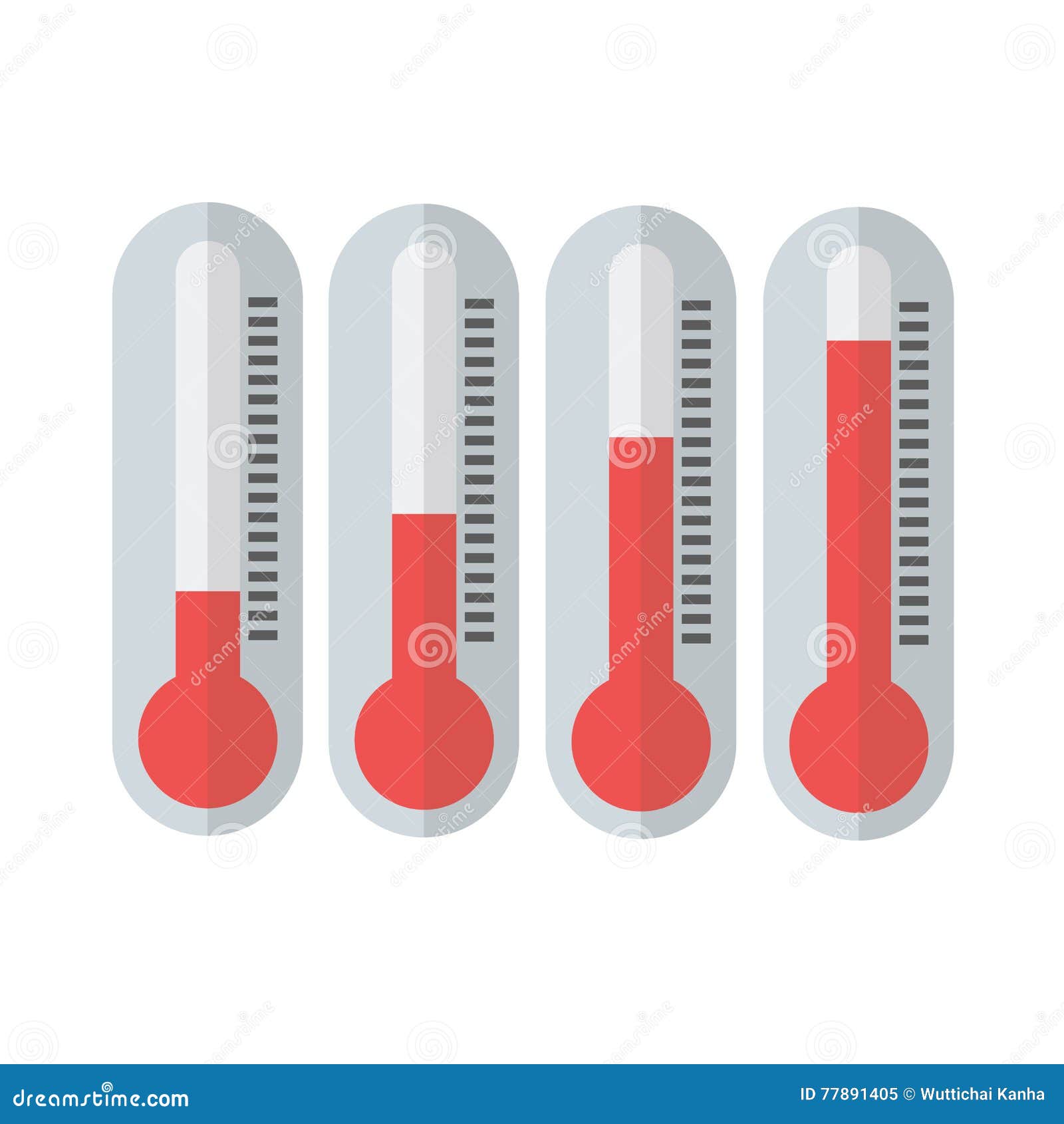 Red Thermometers with Different Levels by Illustration 01 Stock Vector ...