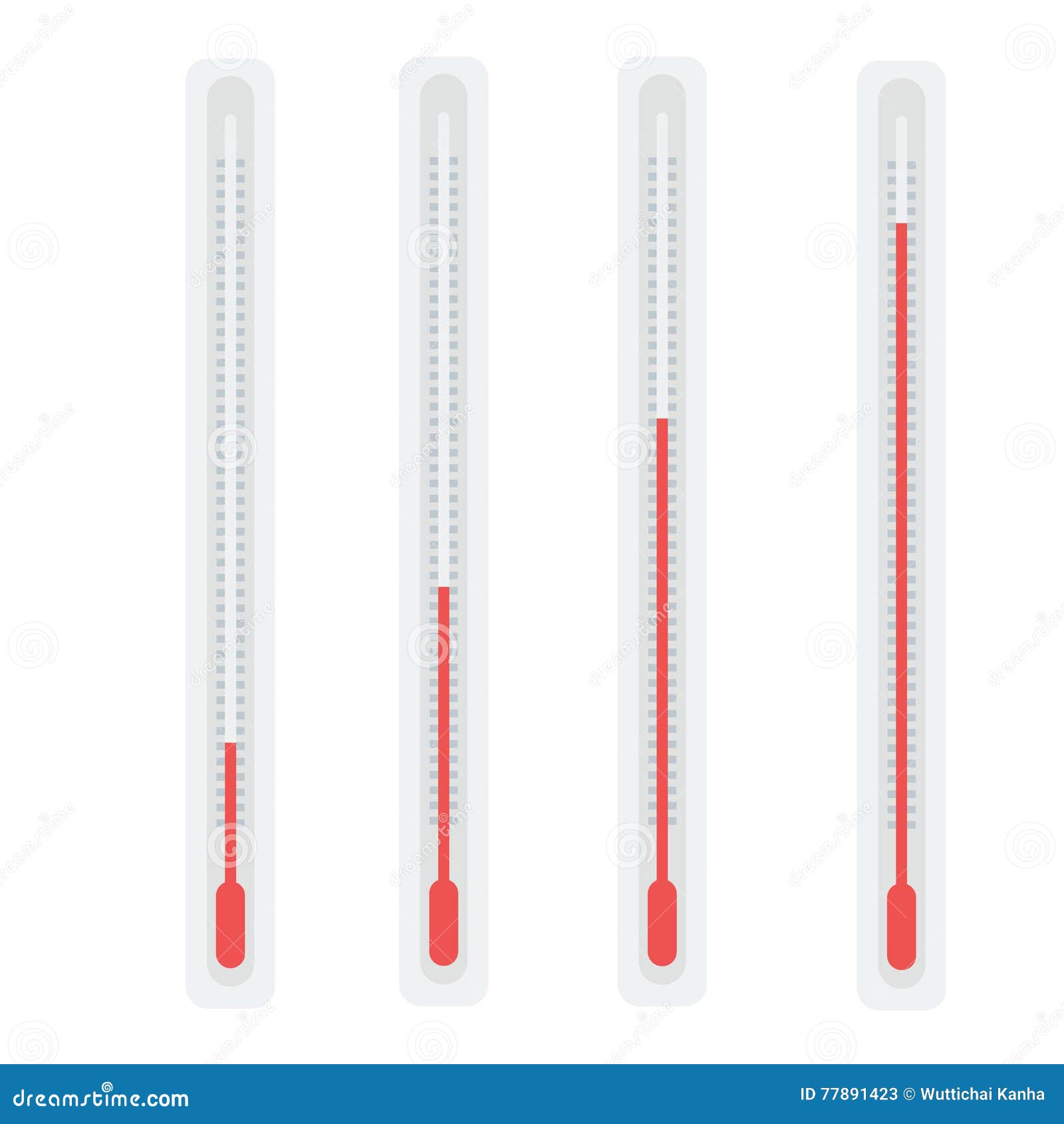 Red Thermometers with Different Levels by Illustration 02 Stock Vector ...
