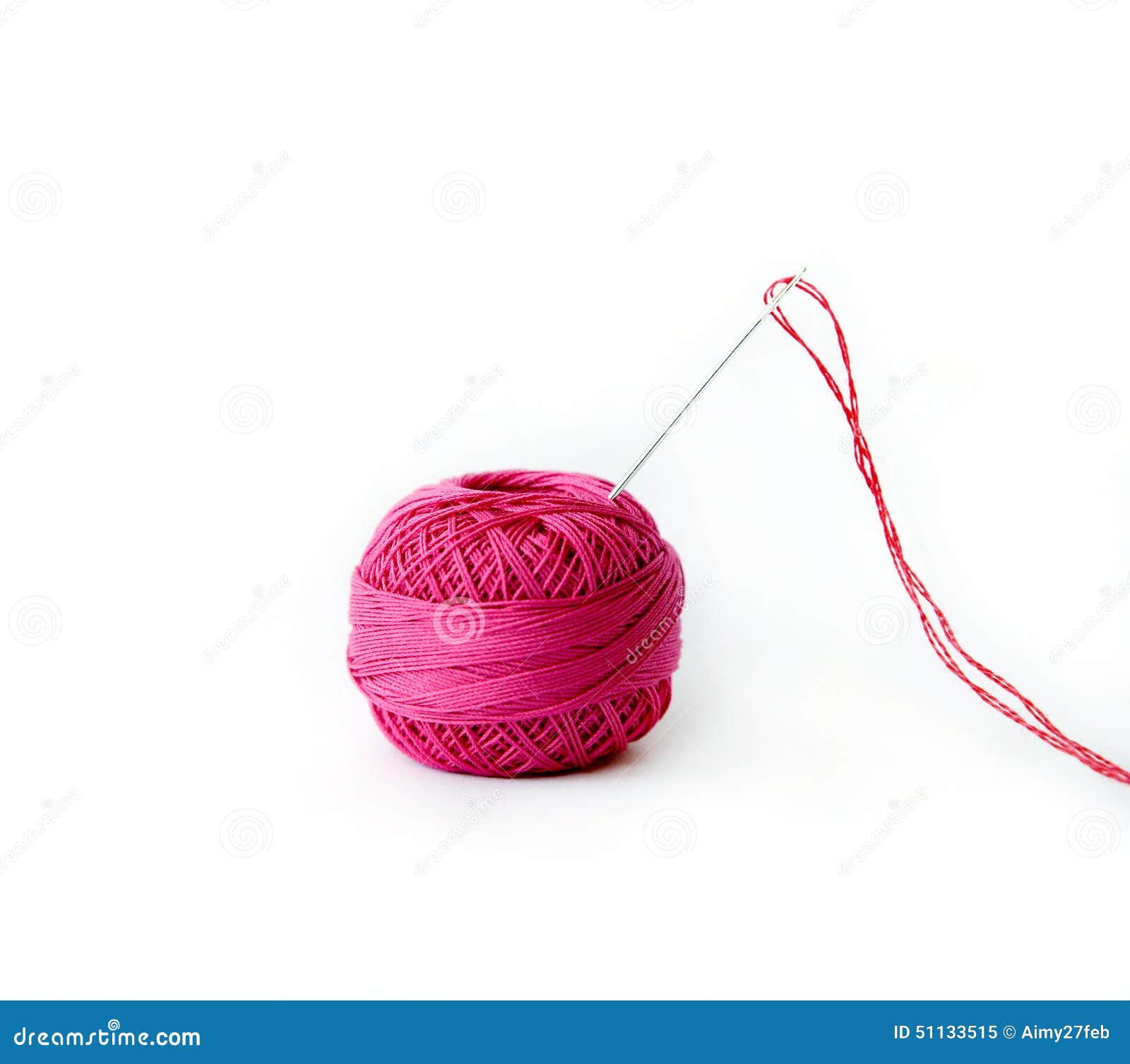 Red Thread Ball and Needle with Red Thread Isolated on White Stock ...
