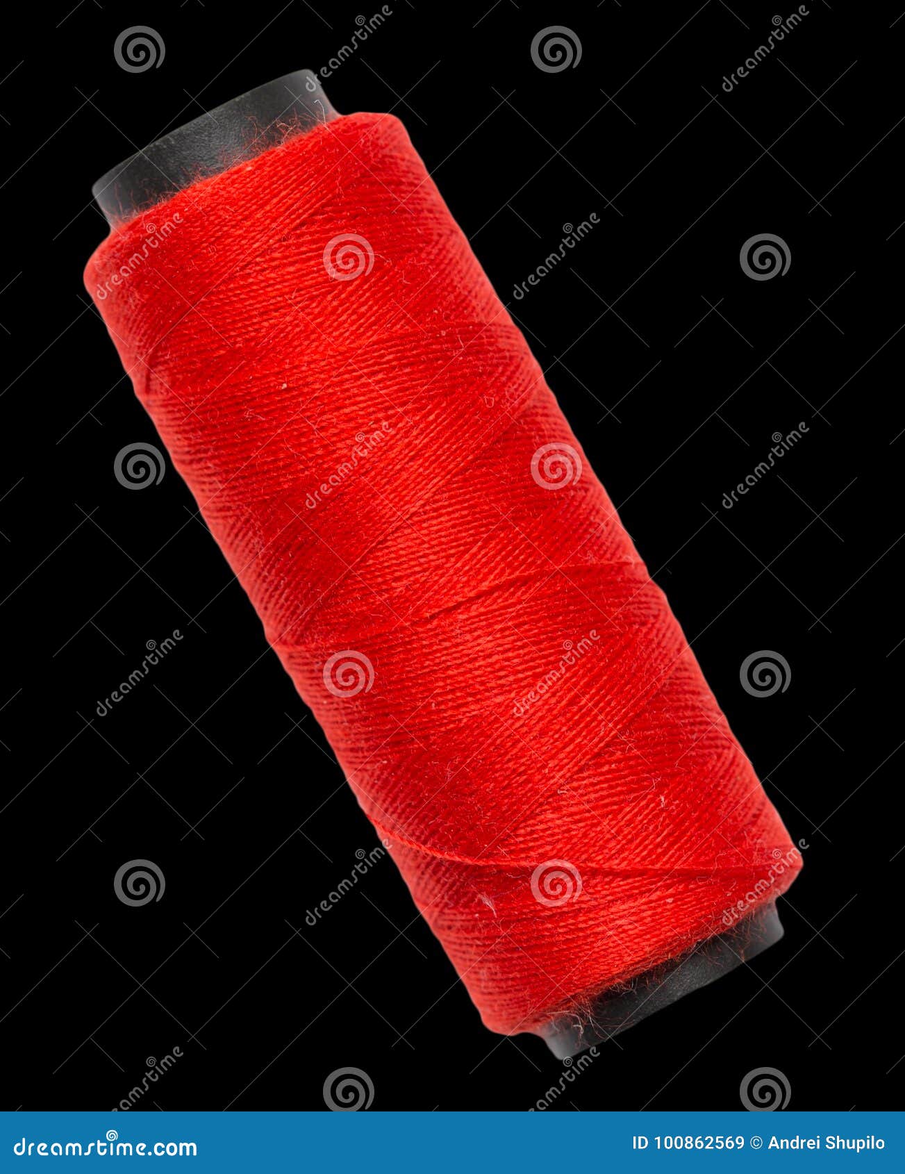 Red Thread on Black Background. Macro Stock Image - Image of background ...