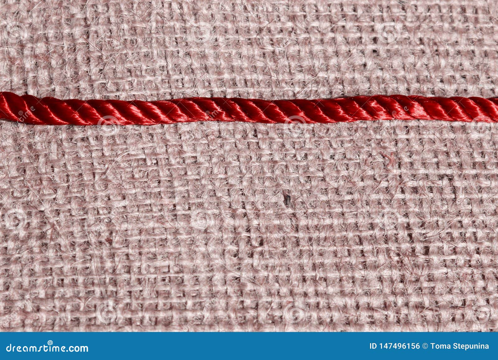 Red Thread on Fabric Background. Stock Photo - Image of filament ...