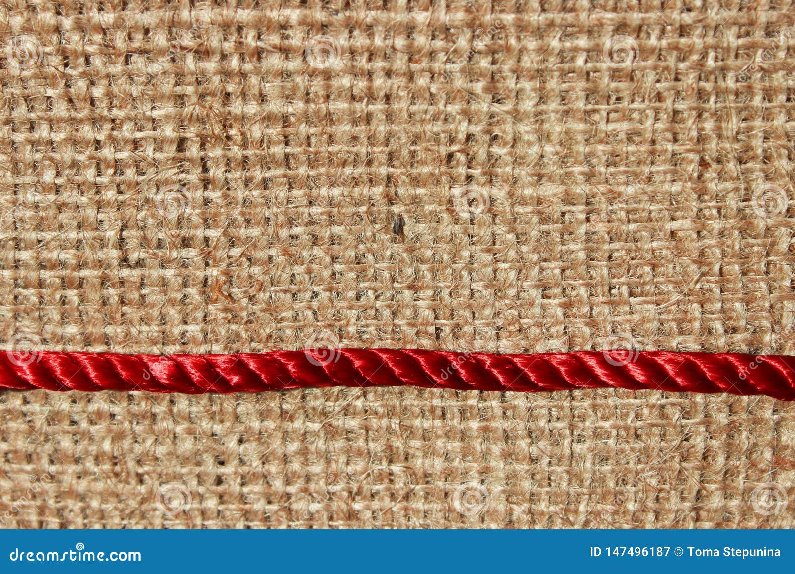 Red Thread on Fabric Background. Stock Image - Image of textures, lint ...