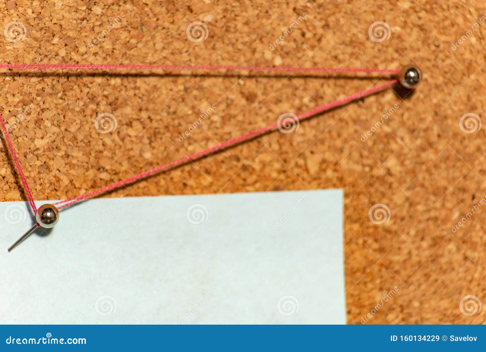 Red Thread Pins Hold Paper on Board Stock Image - Image of bulletin ...