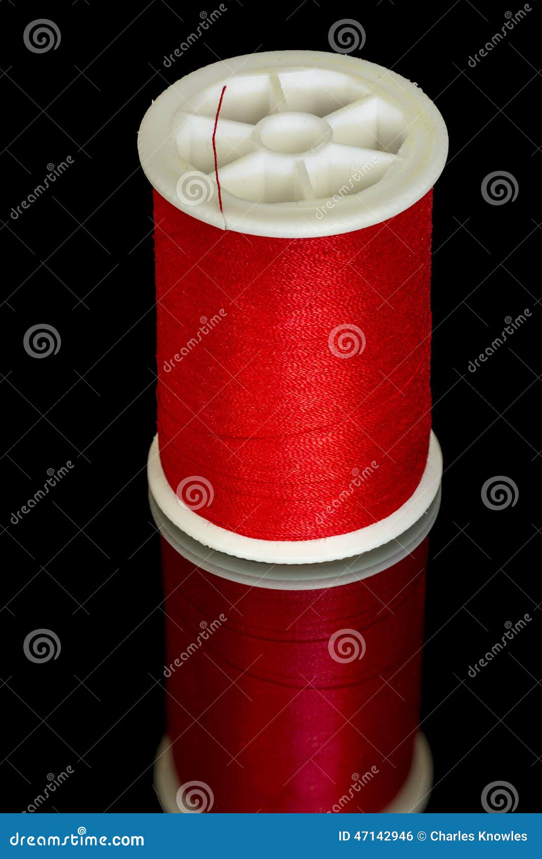 Red Thread on a Plastic Spool for Sewing Stock Photo - Image of build ...