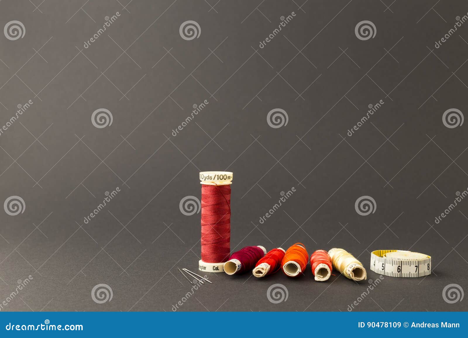 Red Thread Spools with Measuring Tape Stock Image - Image of handiwork ...