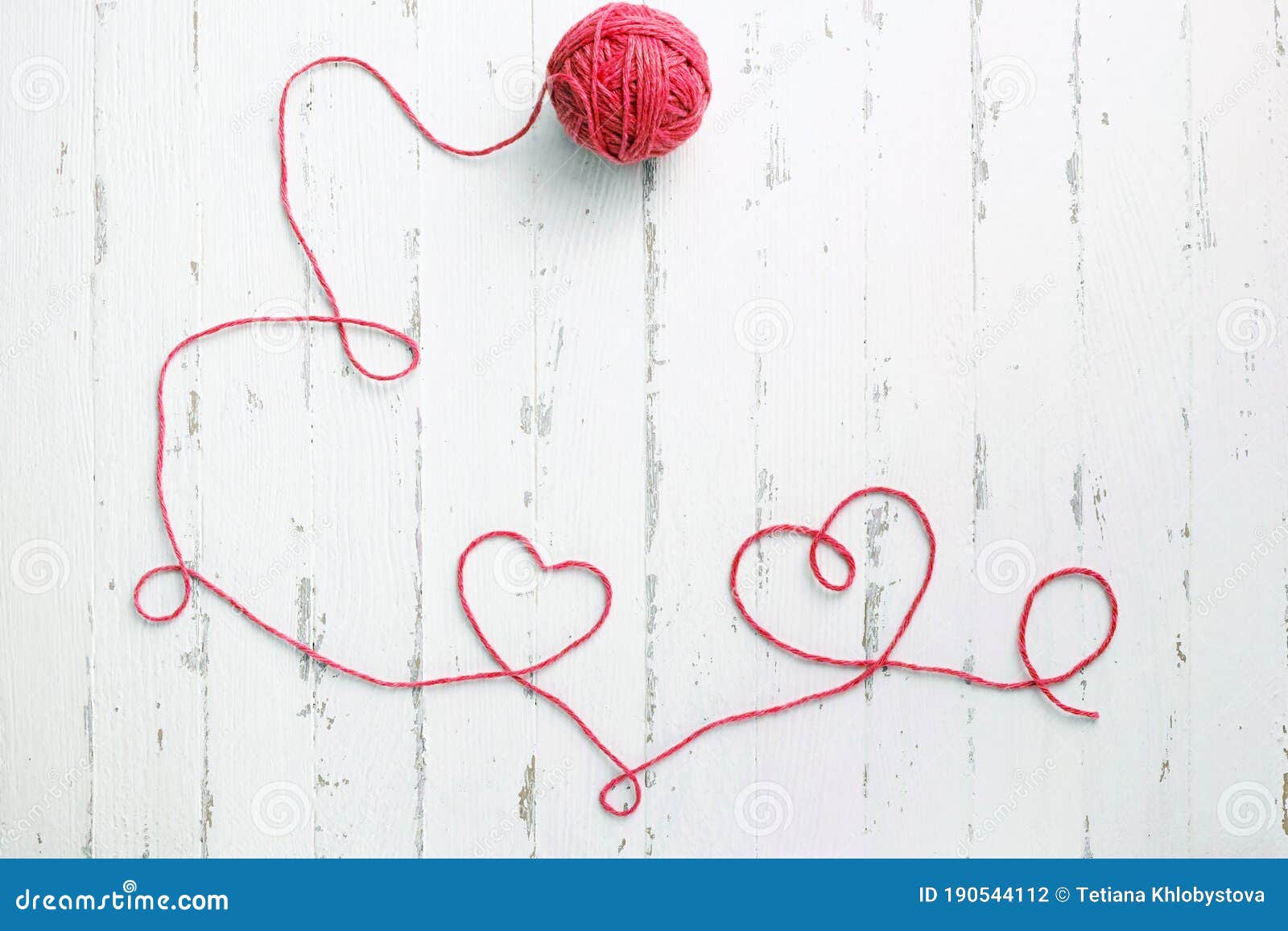 Red Thread, Two Hearts and Tangle Stock Photo - Image of outline ...