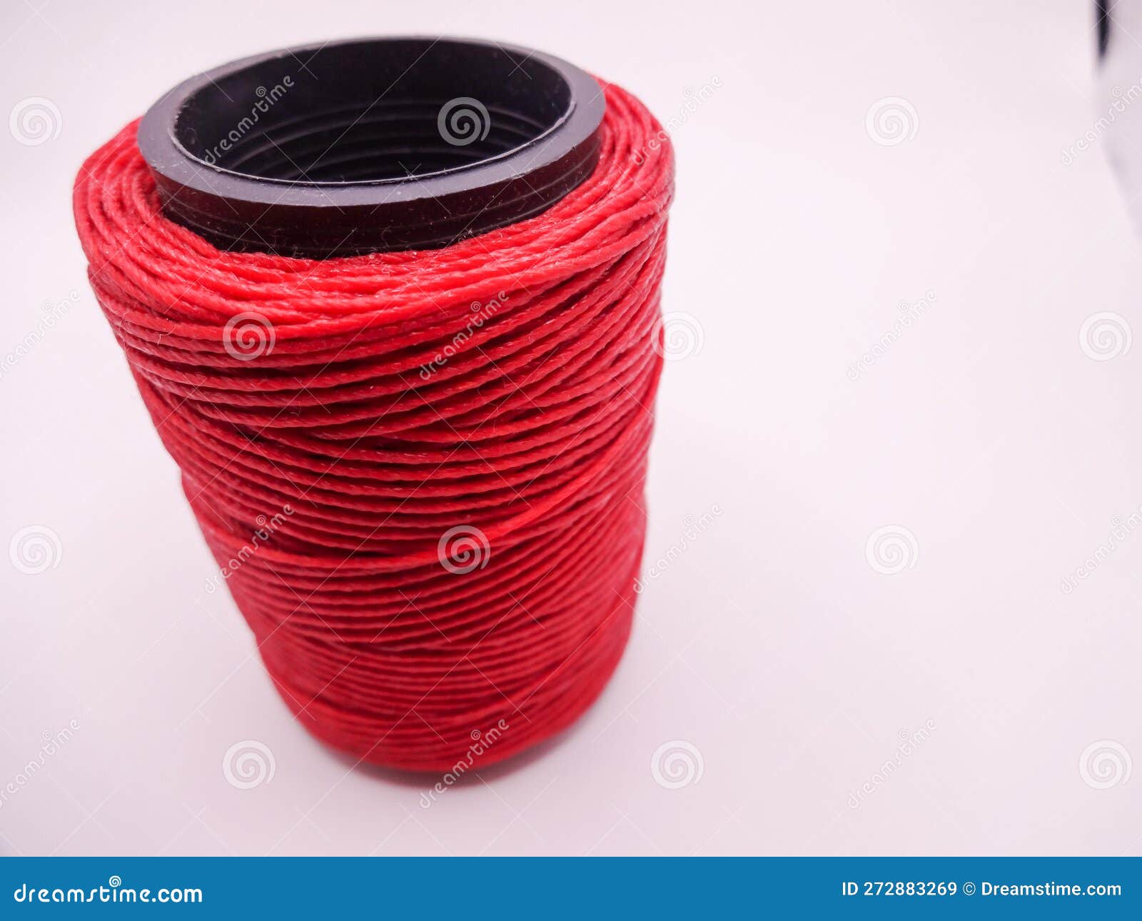 Red Thread on White Background. Roll Red Rope. Fashion Designer Tools ...