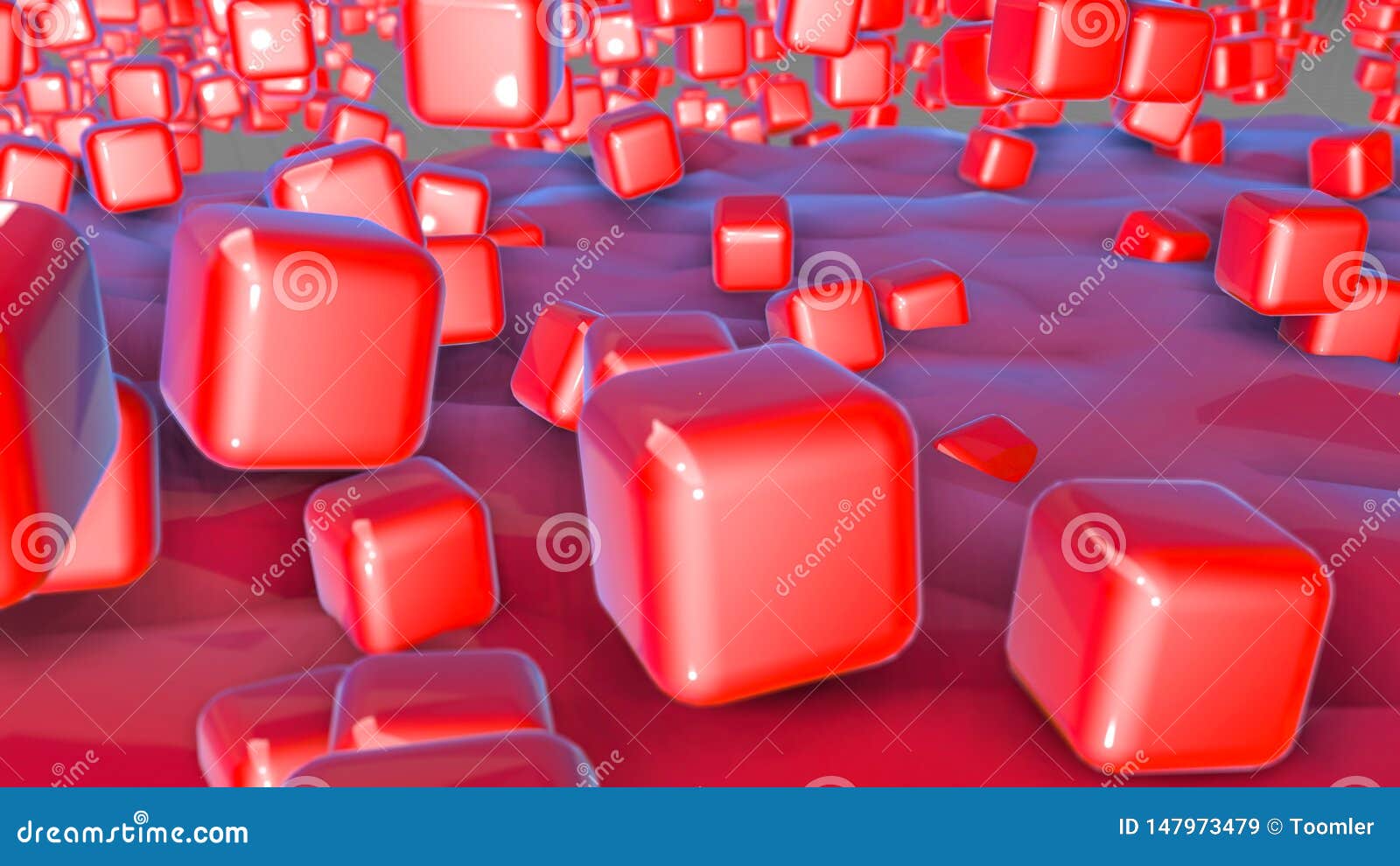 Red Three-dimensional Cubes. Background. 3D Rendering Stock ...