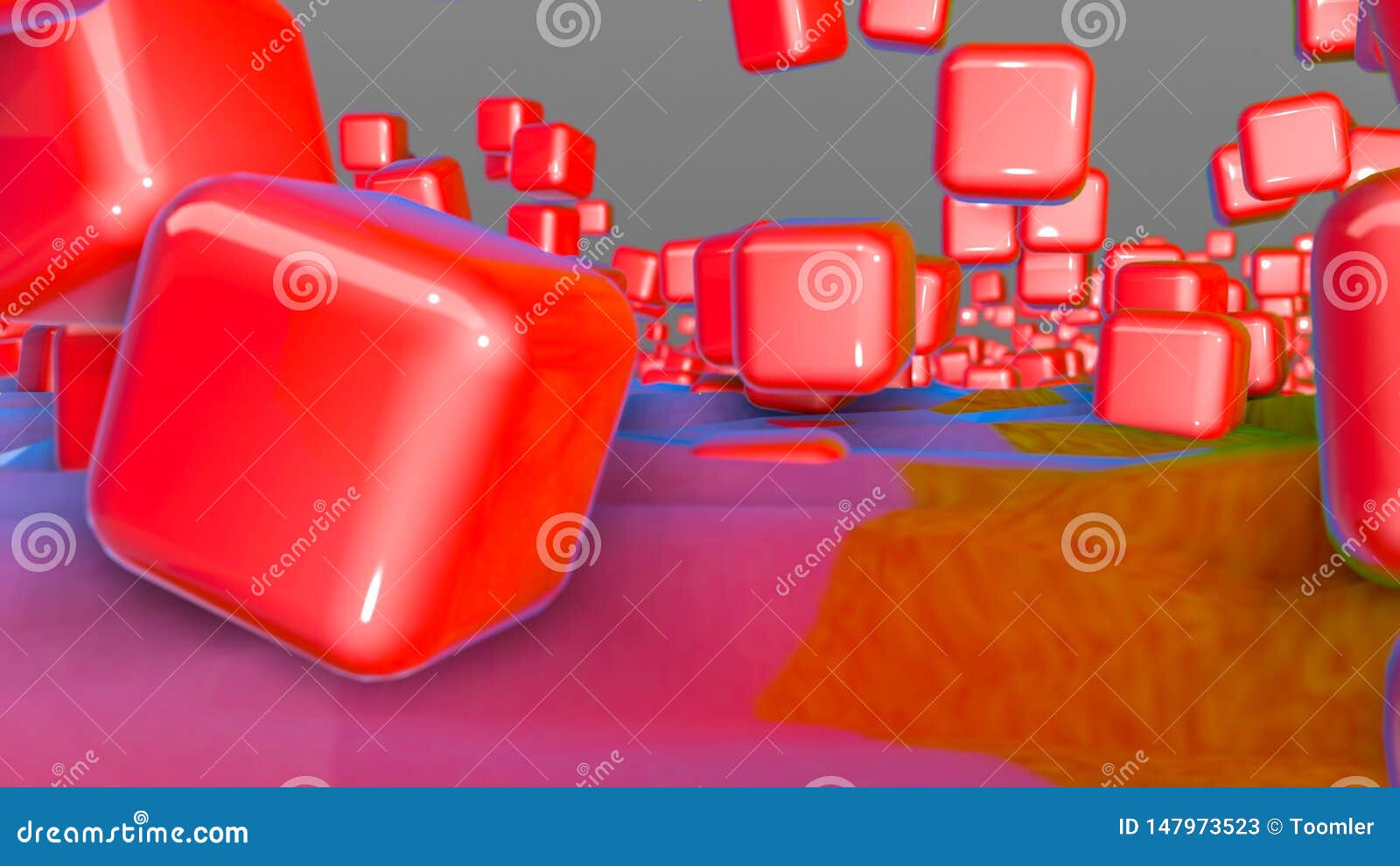 Red Three-dimensional Cubes. Background. 3D Rendering Stock ...