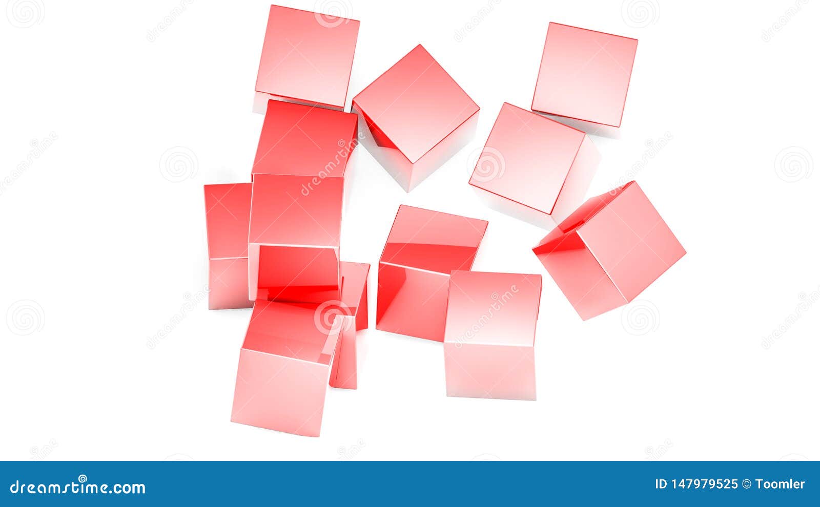 Red Three-dimensional Cubes on a White. 3D Rendering Stock Illustration ...