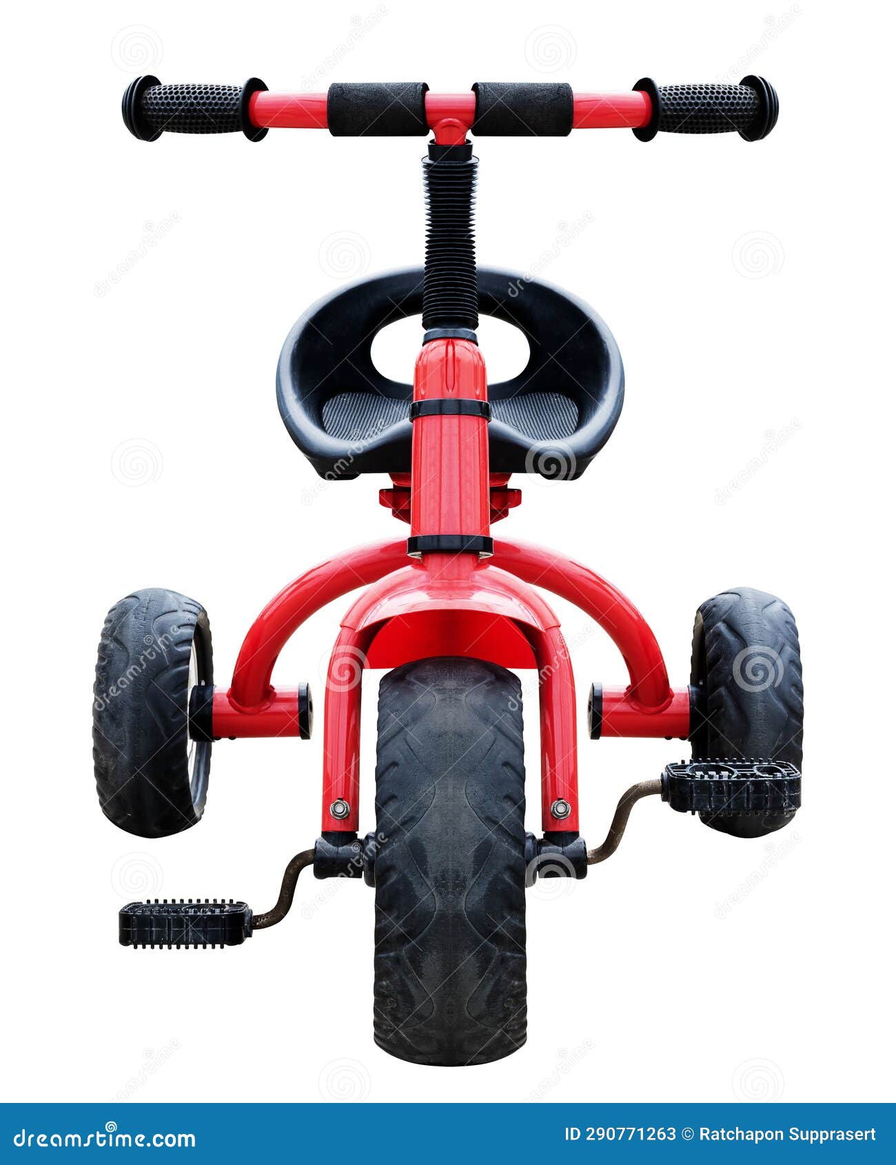 Red Three Wheel Bicycle Isolated on White Background with Clipping Path ...