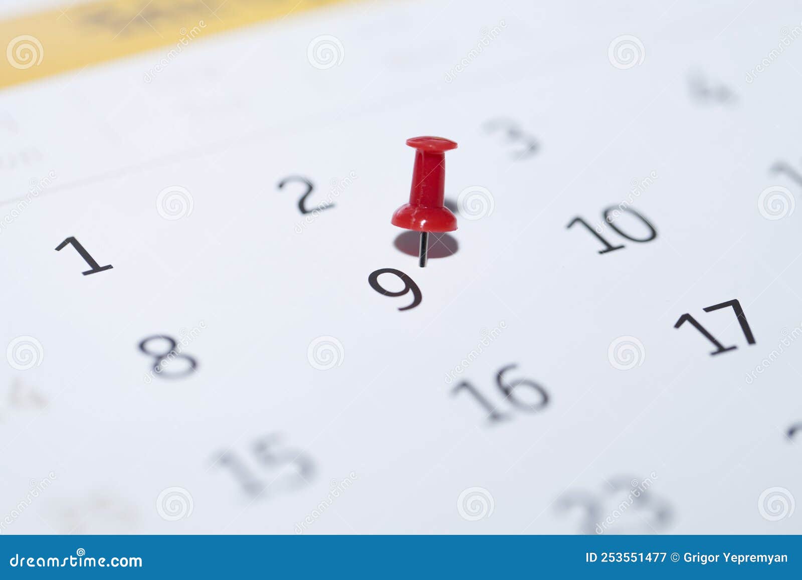 Red Thumb Tack on Calendar Page Stock Image - Image of organizer, focus ...