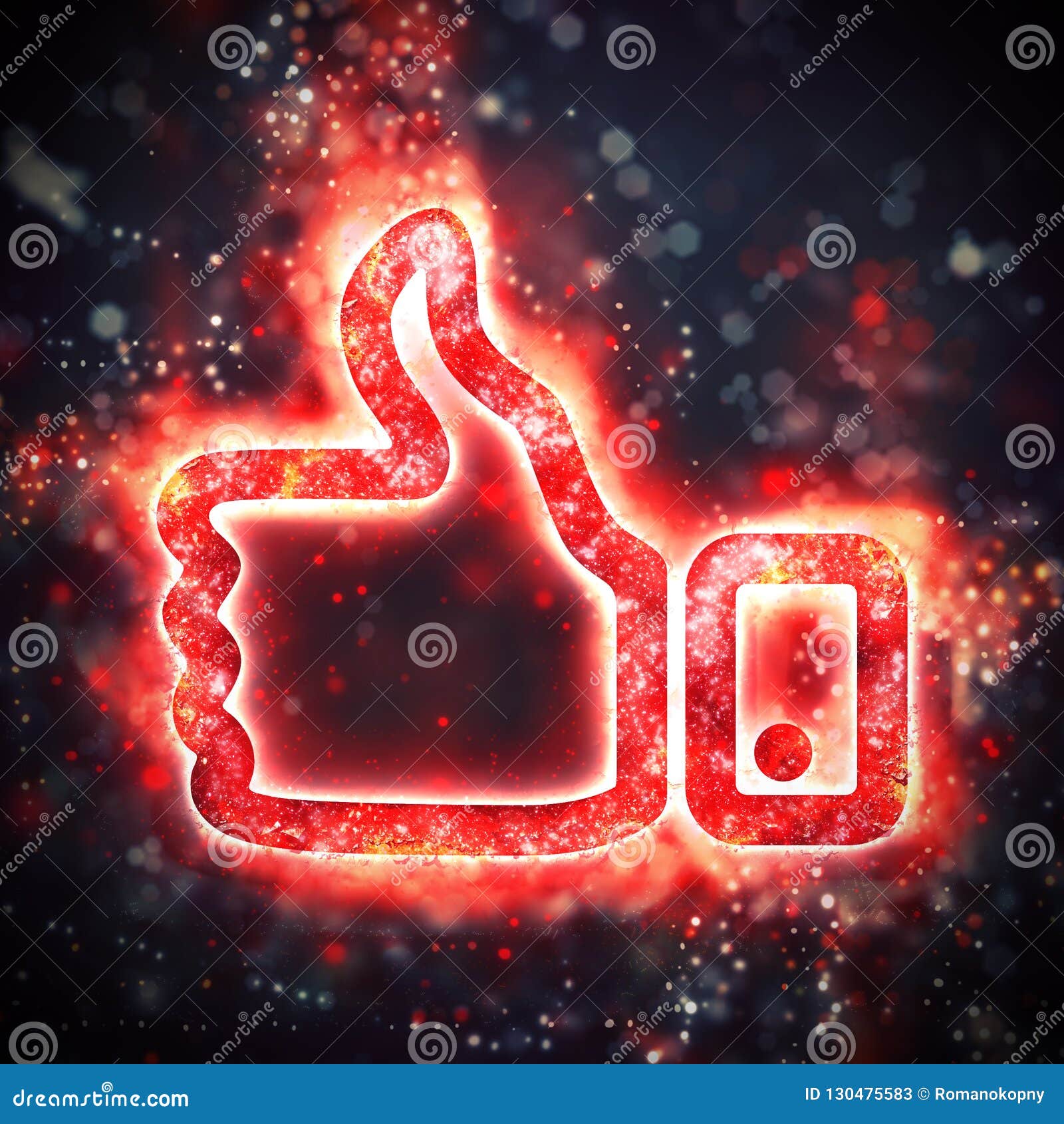 Red Thumb Up Sign with Bokeh Elements Stock Illustration - Illustration ...