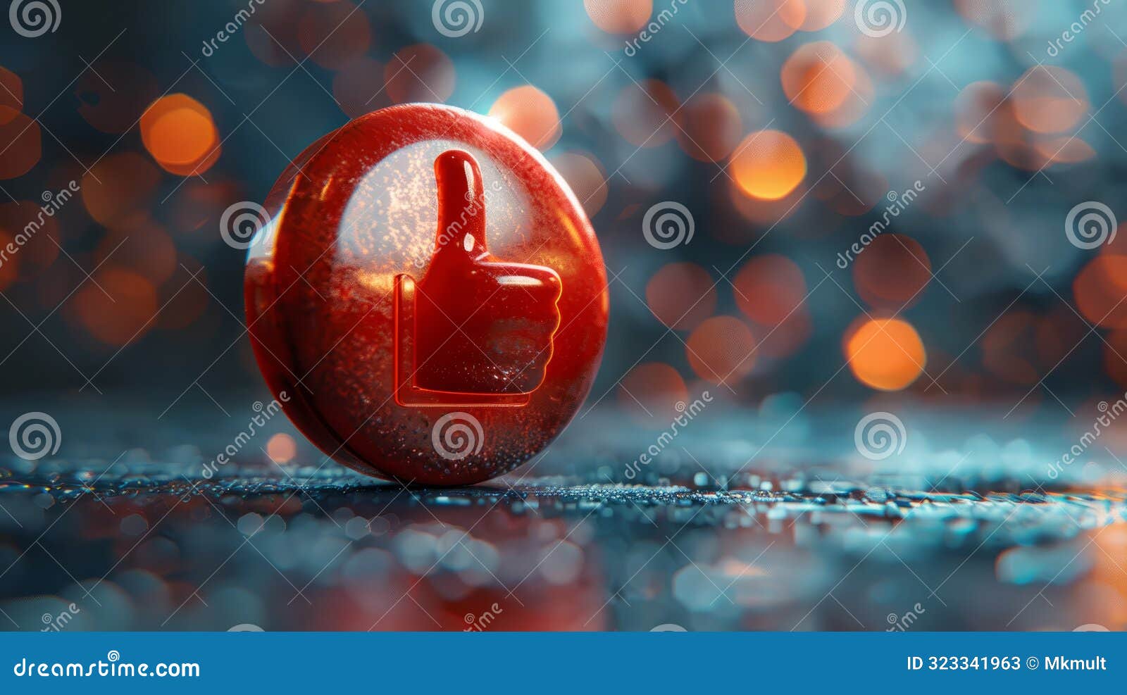 Red Thumbs Up Button on a Blue Surface Stock Image - Image of texture ...
