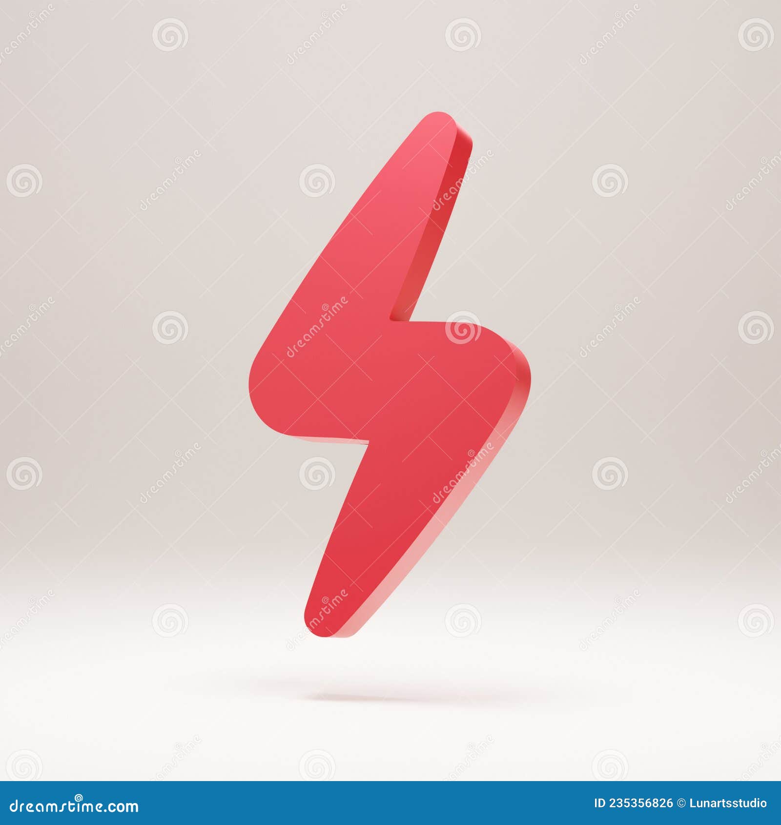 Red Thunder Bolt Symbol in 3D Rendering Isolated on White Background ...