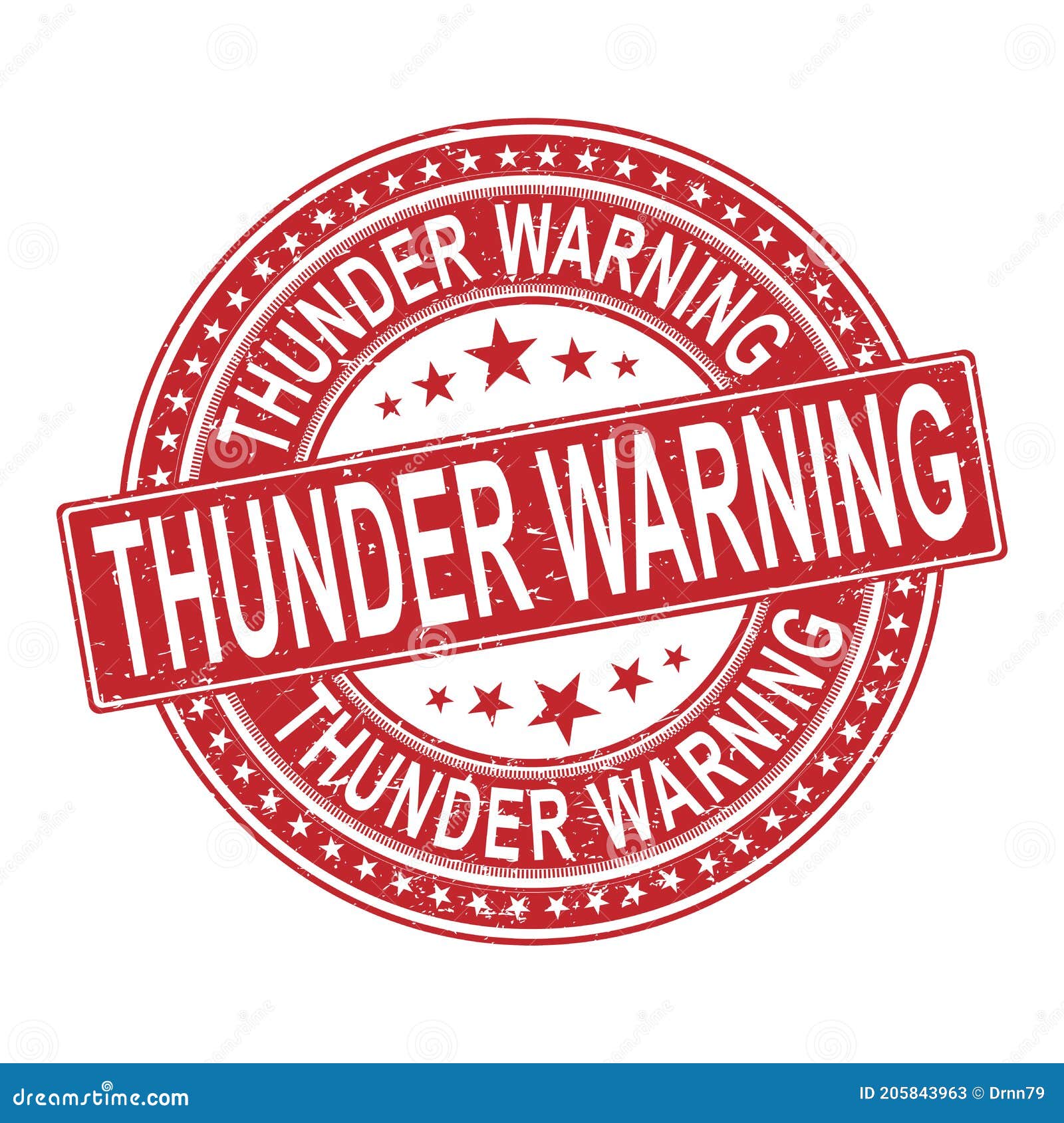 Red Thunder Warning Round Red Stamp Text on White Background Stock ...