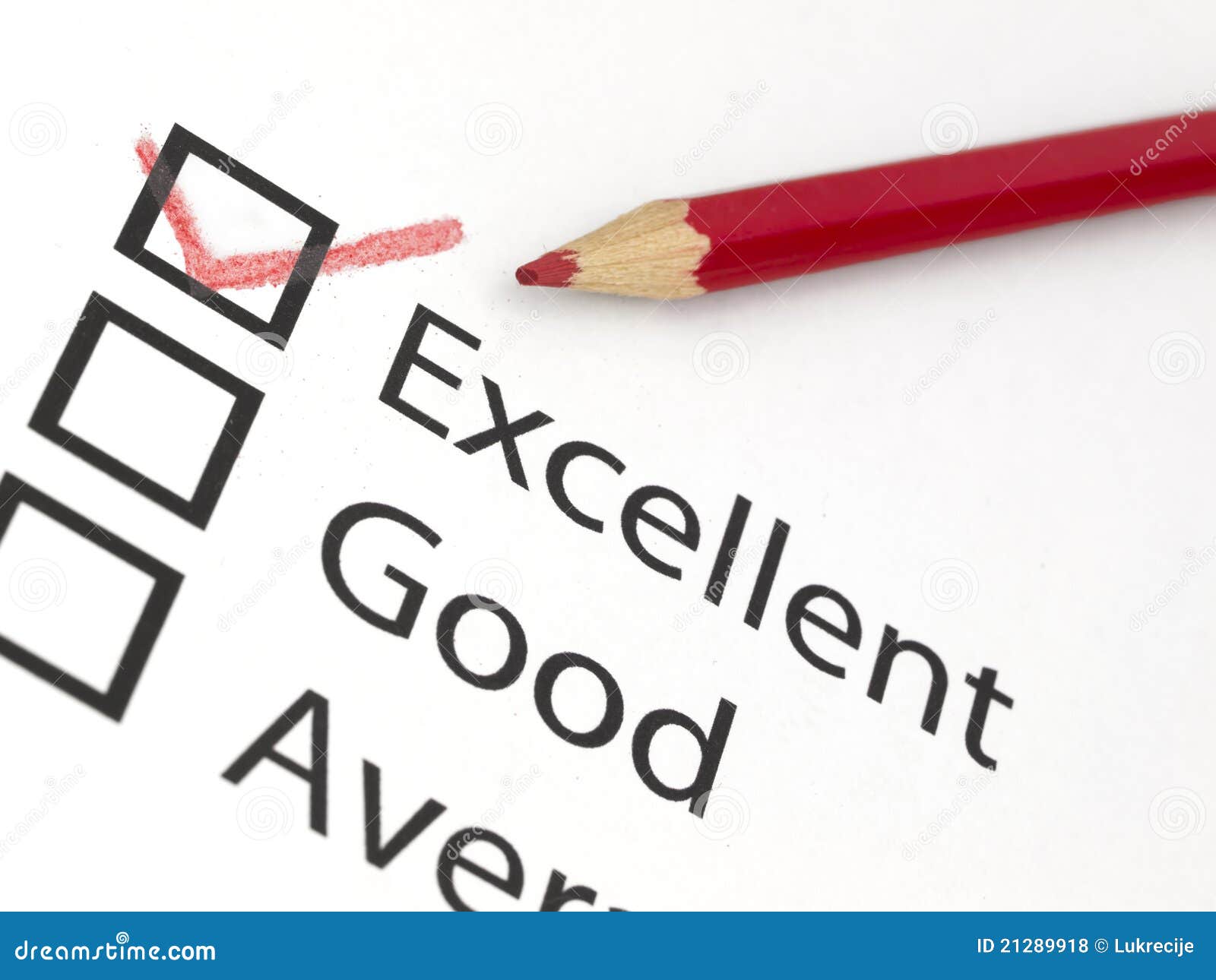 Red tick on excellent stock photo. Image of focus, comparison - 21289918