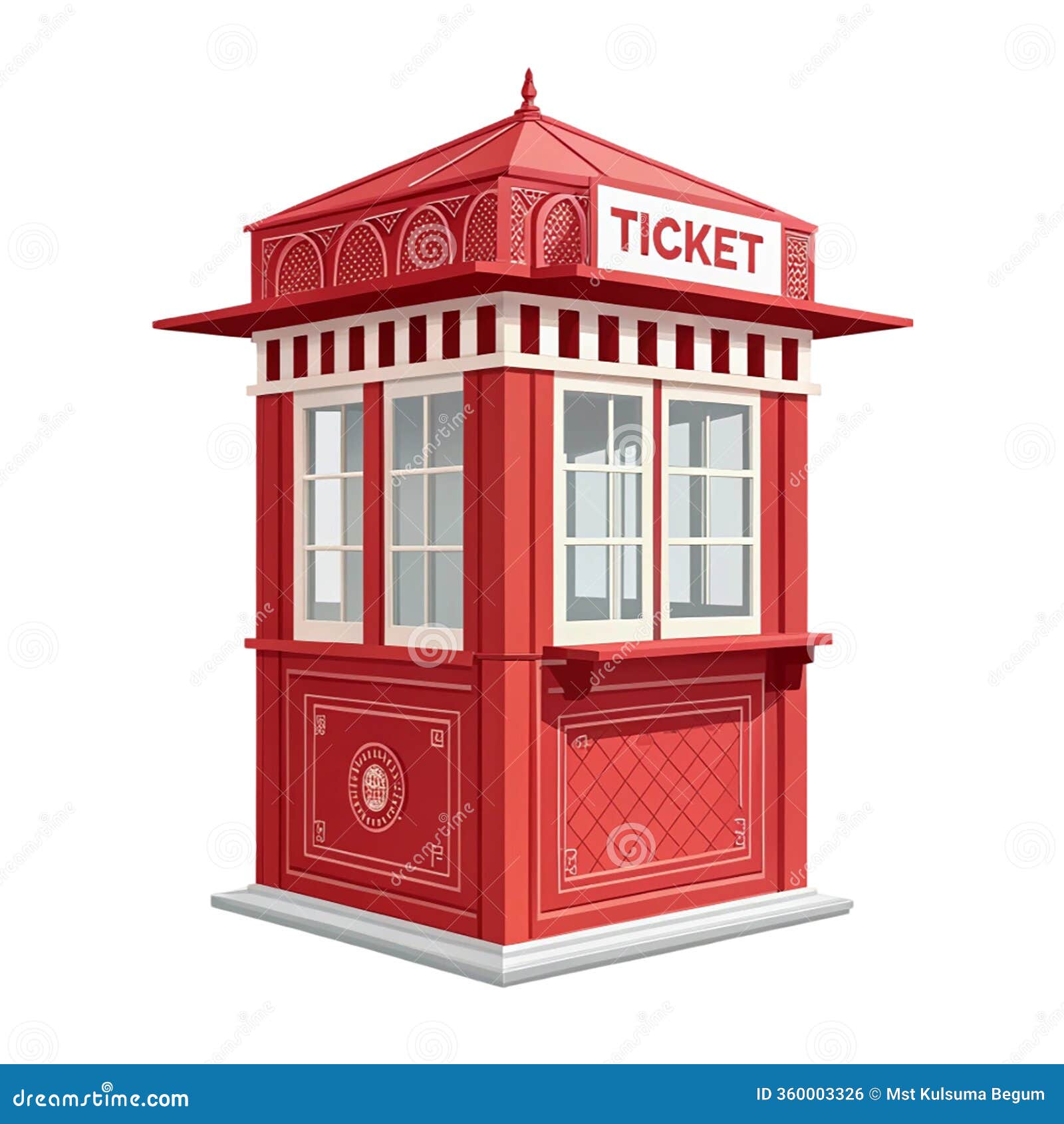 Amusement Park Red Ticket Booth with a Festive and Welcoming Design ...