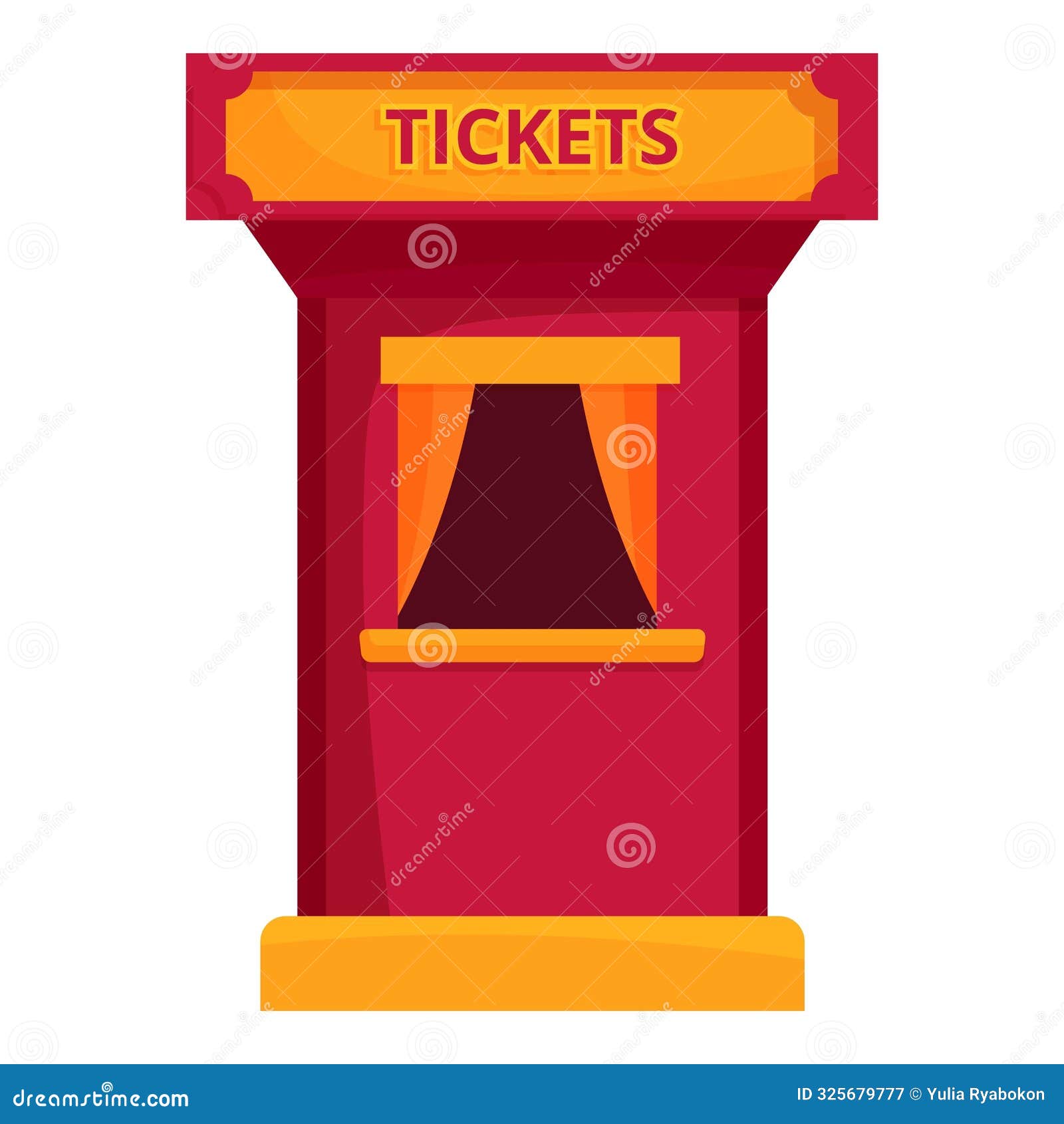 Red Ticket Booth Standing with Closed Window Curtain Stock Vector ...