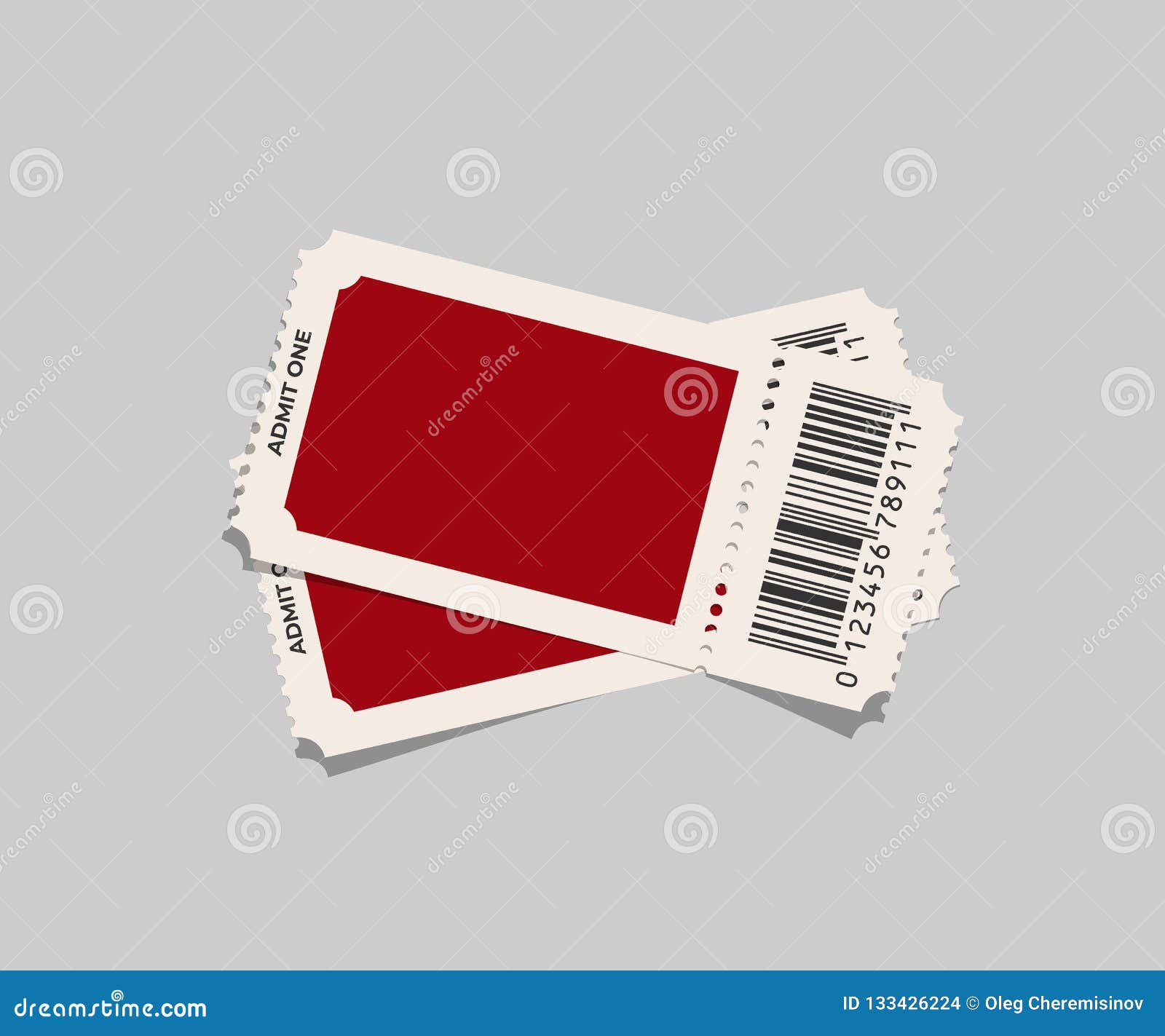 Red Ticket Templates Isolated on Gray Background. Vector Design Element ...