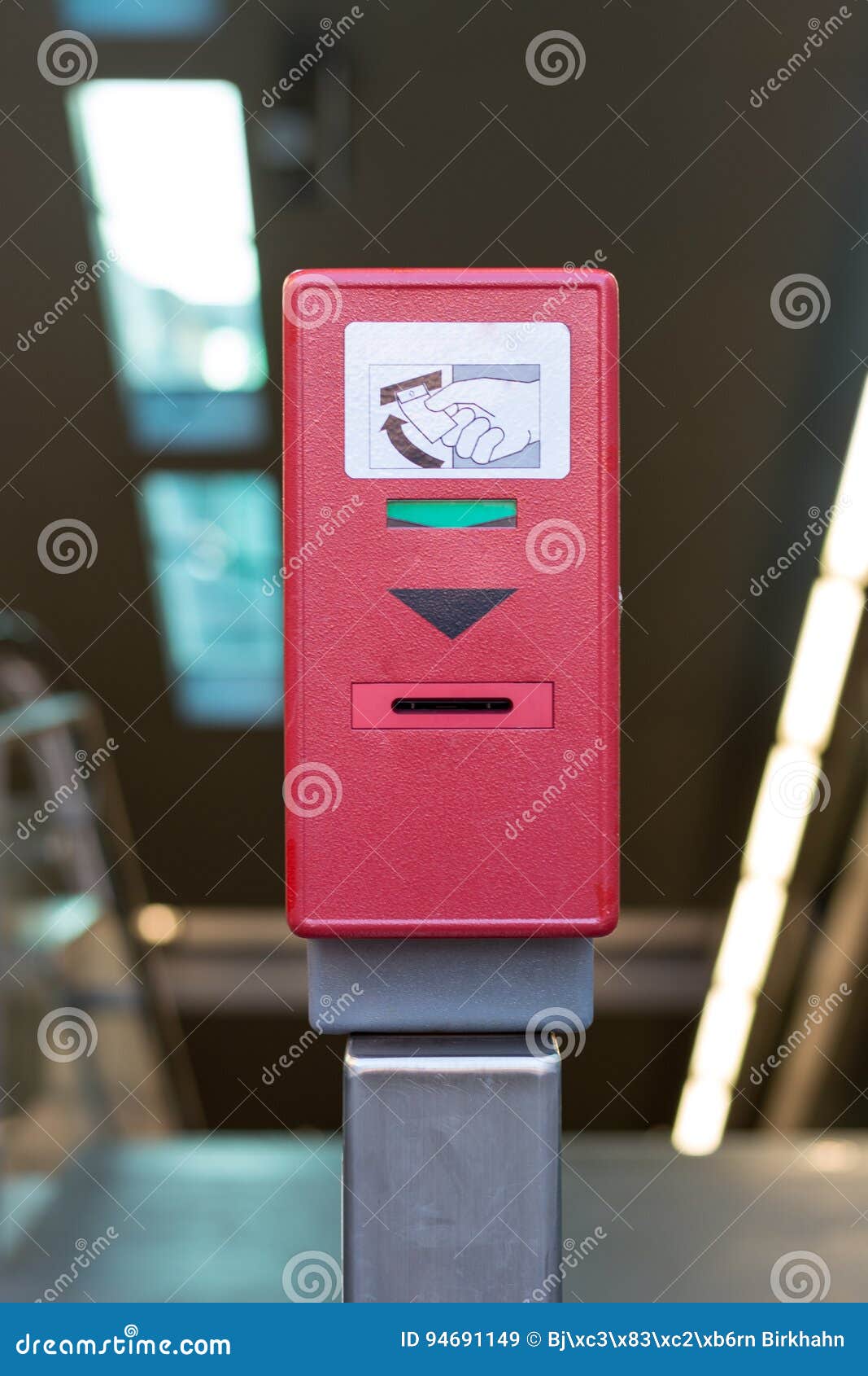 Red Ticket Validation Machine for the Underground Stock Image - Image ...