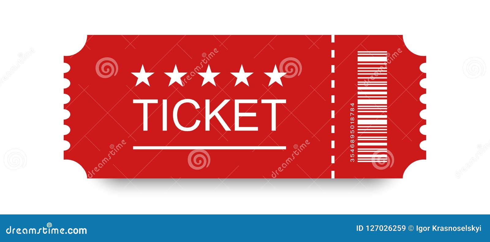 Red Ticket Vector Icon with Shadow on Blank Background Stock Vector ...
