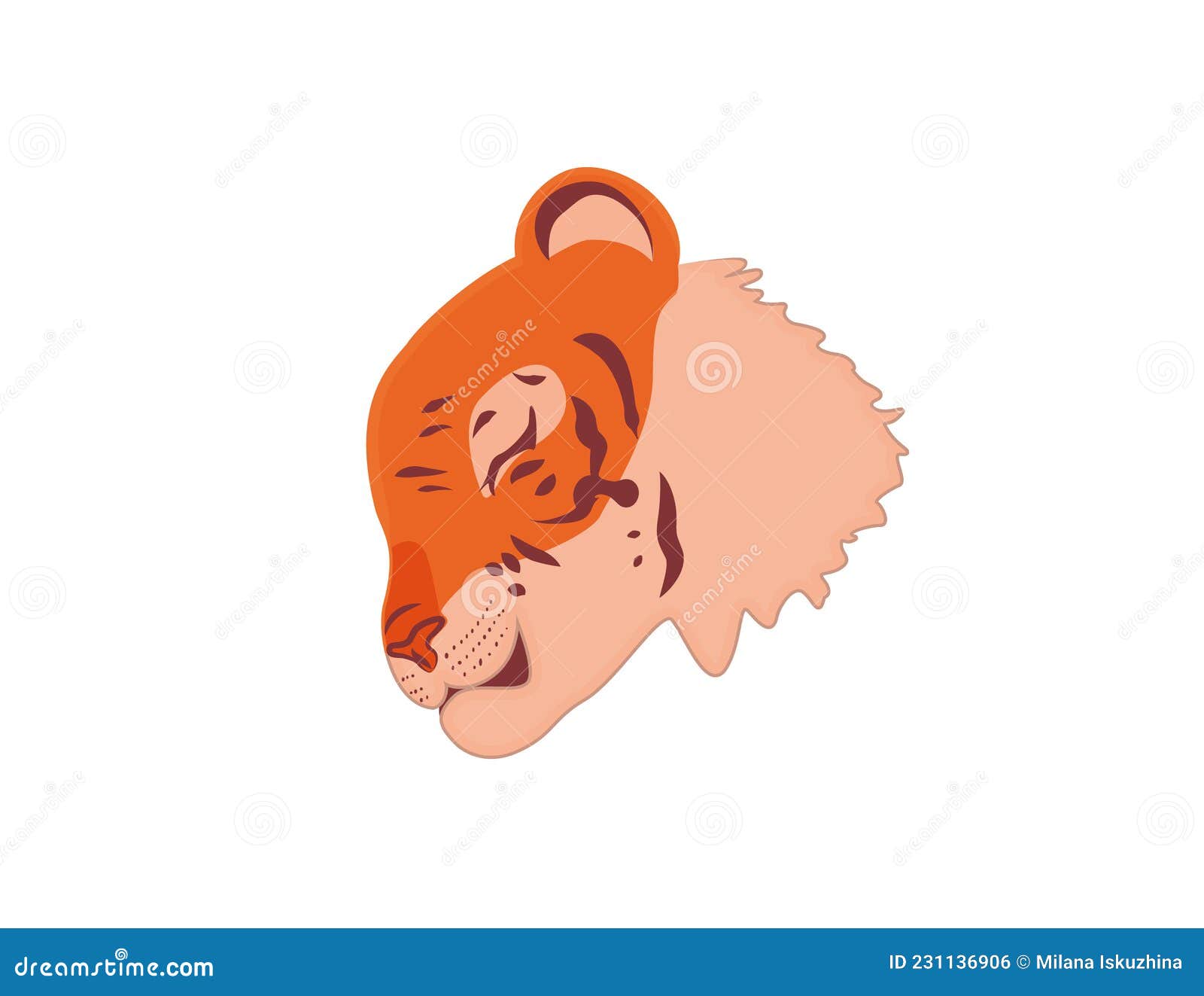 Red Tiger Head Side View. Hand Drawing Tiger Stock Vector ...