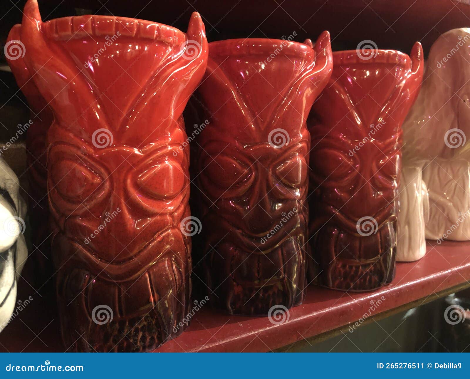 Red Tiki Mug in the Shape of Devil Mask Stock Image - Image of organ ...