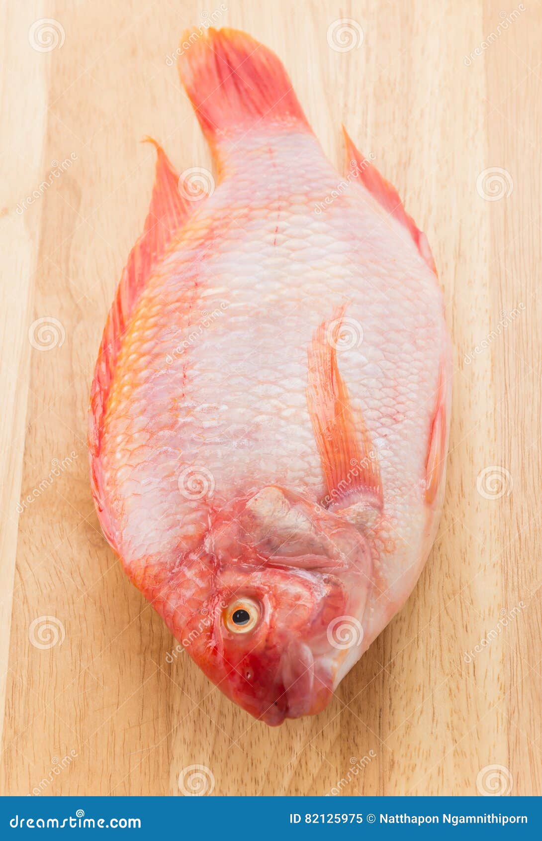 Red Tilapia on wood stock image. Image of food, nature - 82125975