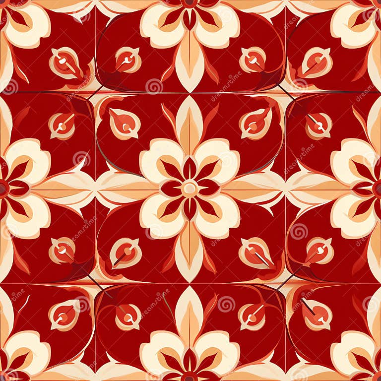 Red Tile Pattern for Decoration Stock Illustration - Illustration of ...