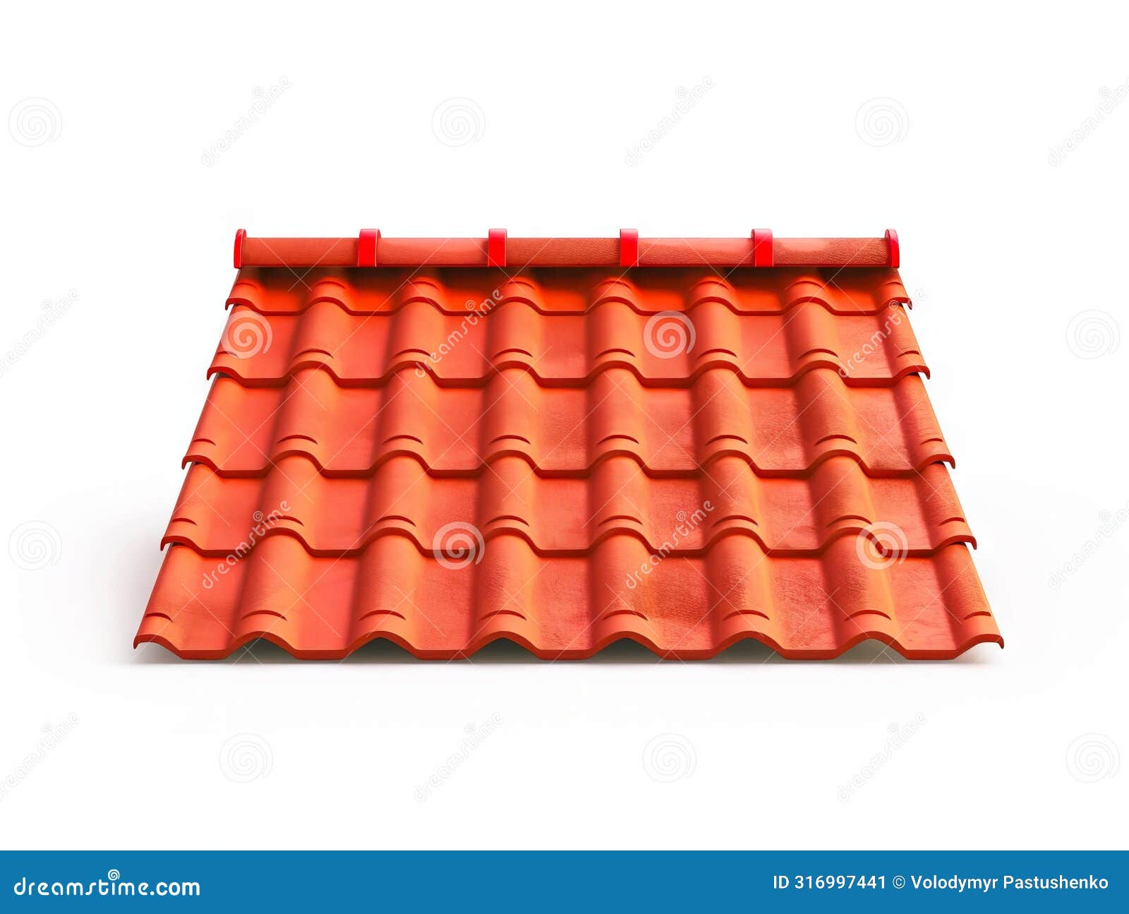 A Red Tile Roof on a White Background Stock Image - Image of building ...