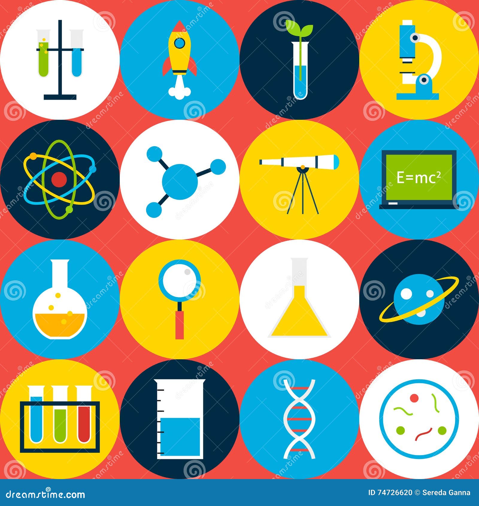 Red Tile Science Background with Circles Stock Vector - Illustration of ...