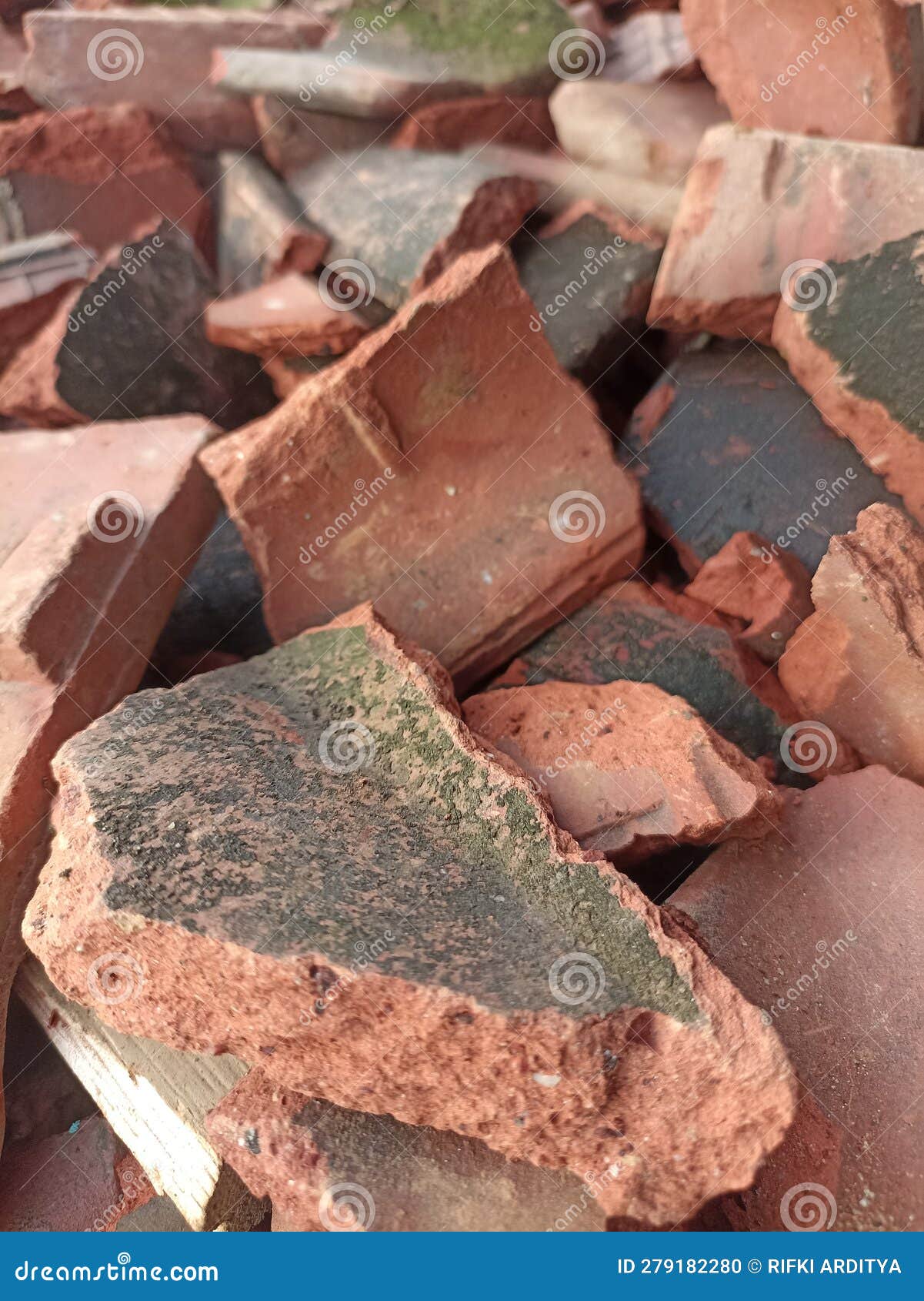 Red tile shards stock photo. Image of floor, abstract - 279182280