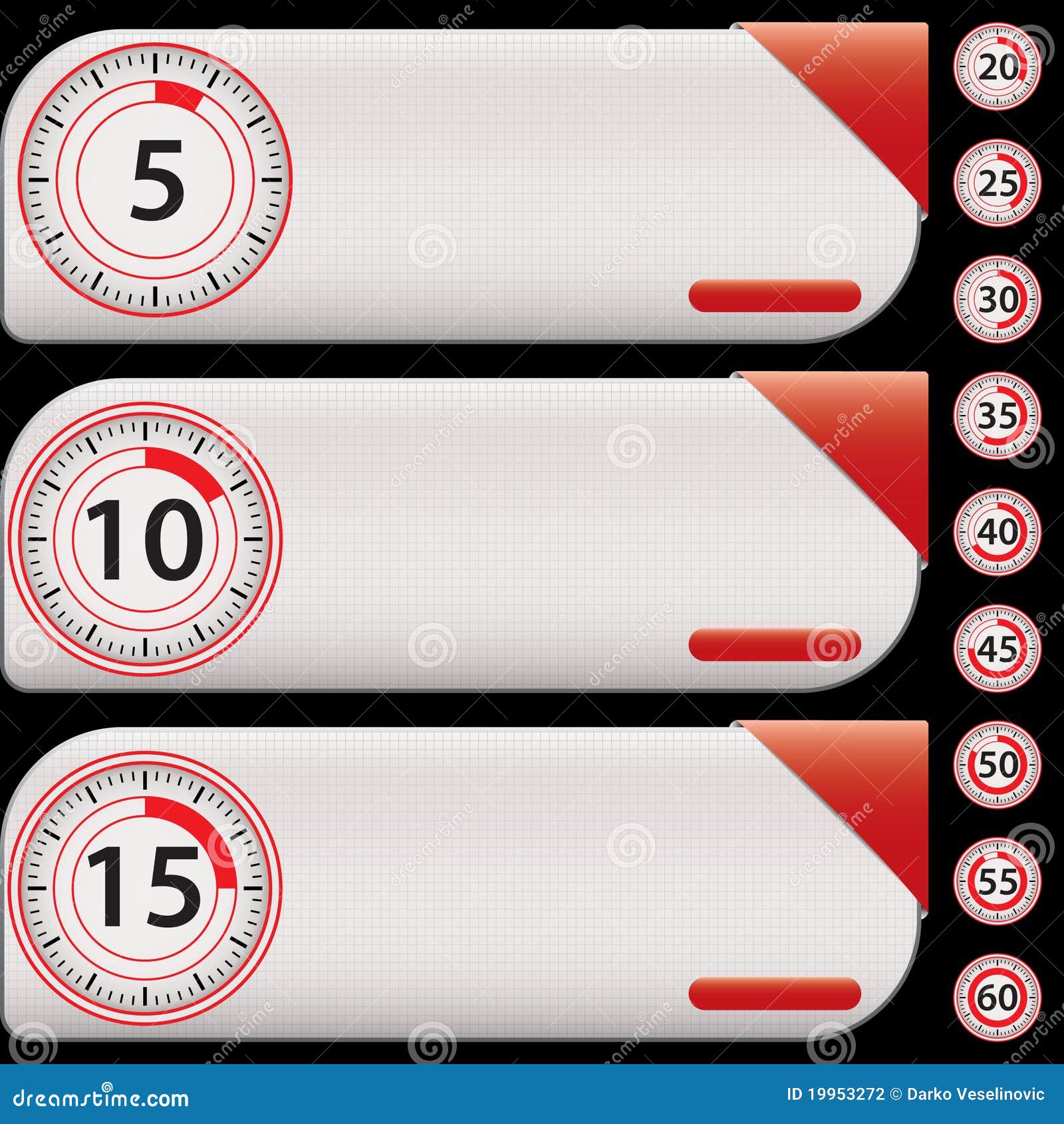 Red timer banners stock vector. Illustration of interval - 19953272