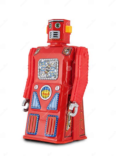 Red Tin Toy Robot stock image. Image of science, 1950s - 2382117