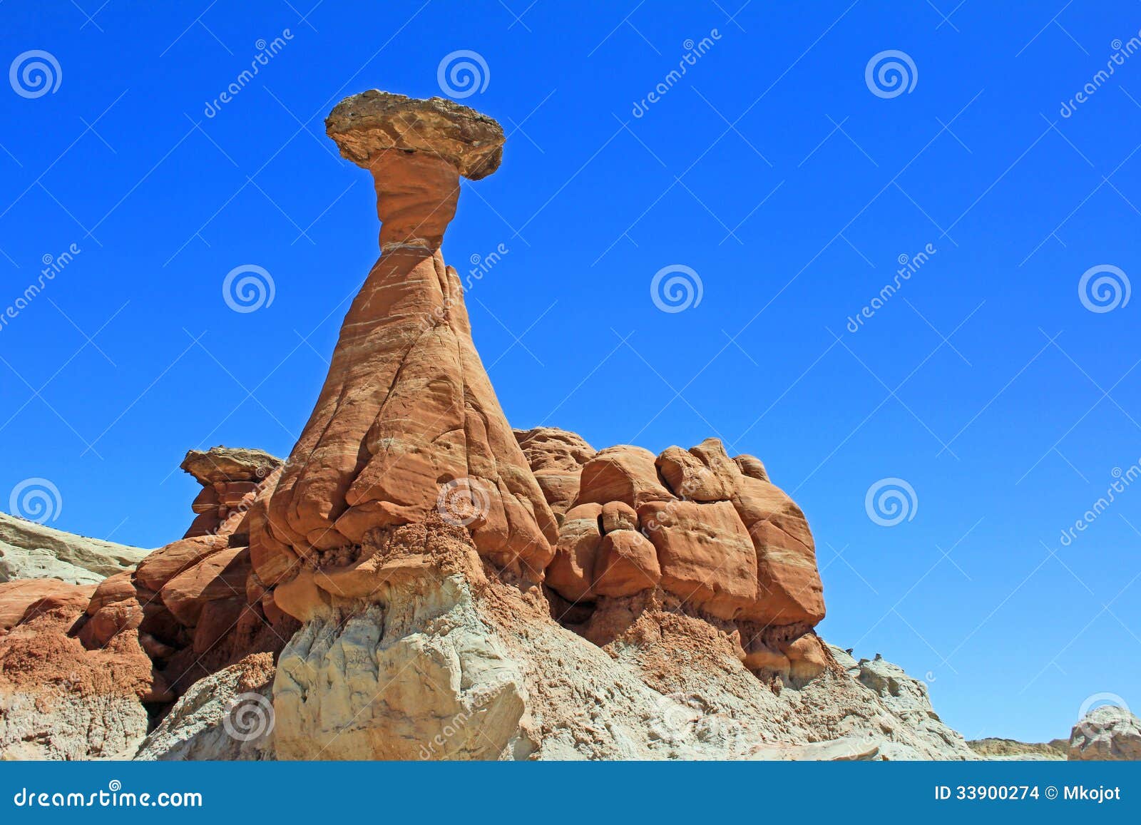 Red toadstool on blue sky stock photo. Image of hoodoo - 33900274