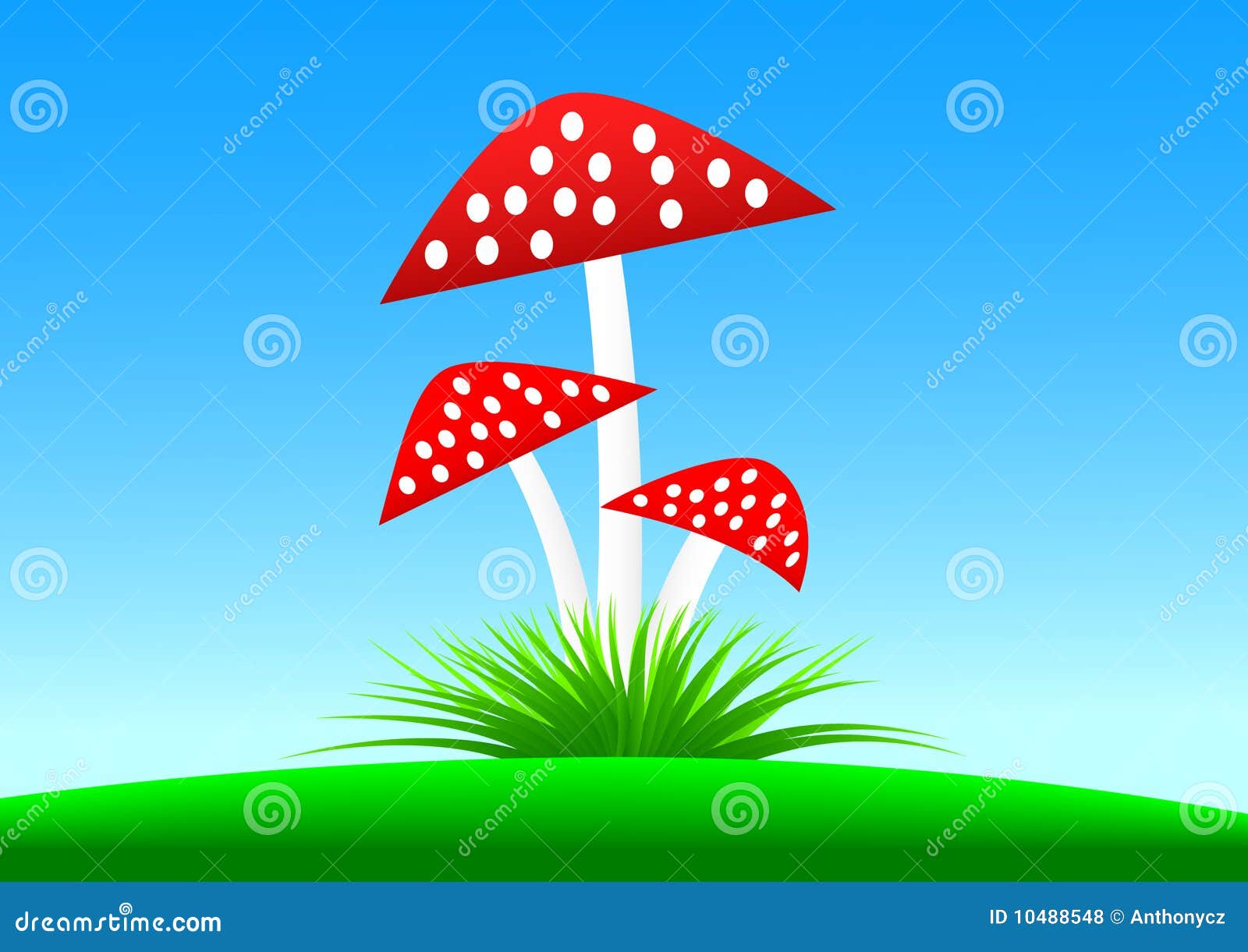 Red toadstools stock illustration. Illustration of greenery - 10488548
