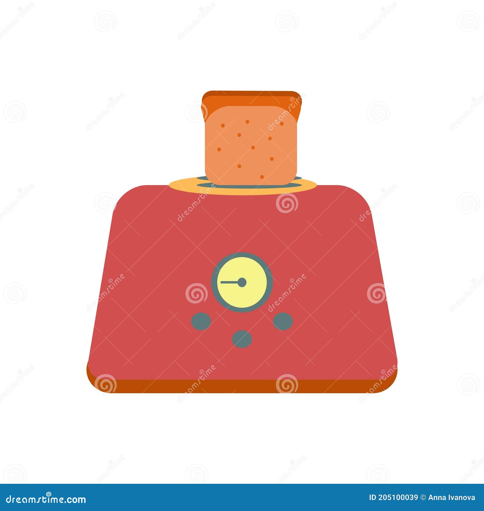 Red Toaster with Timer Flat Vector Illustration Stock Illustration ...