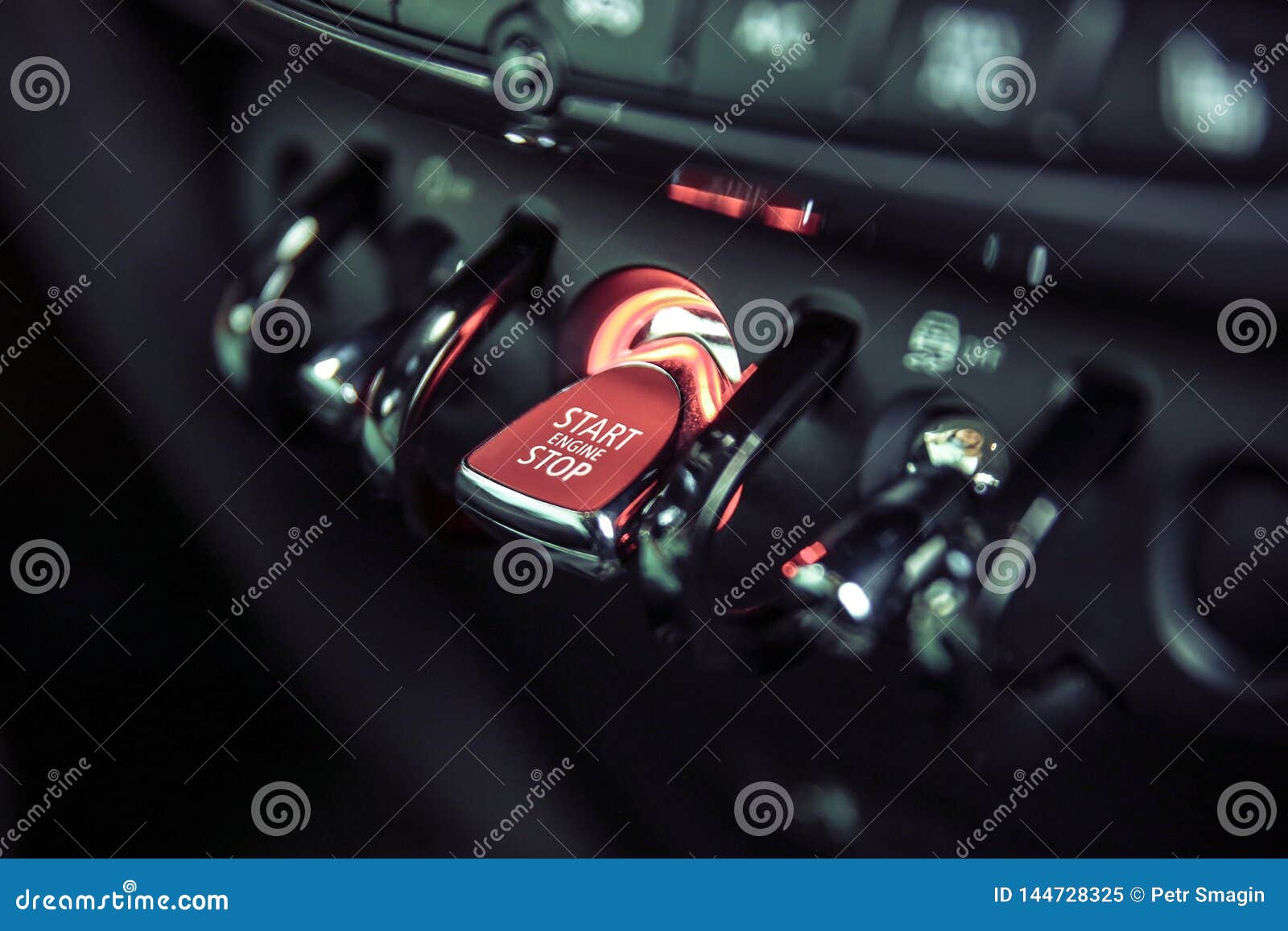 Red Toggle Switch Engine Start Close-up. Stock Image - Image of ...