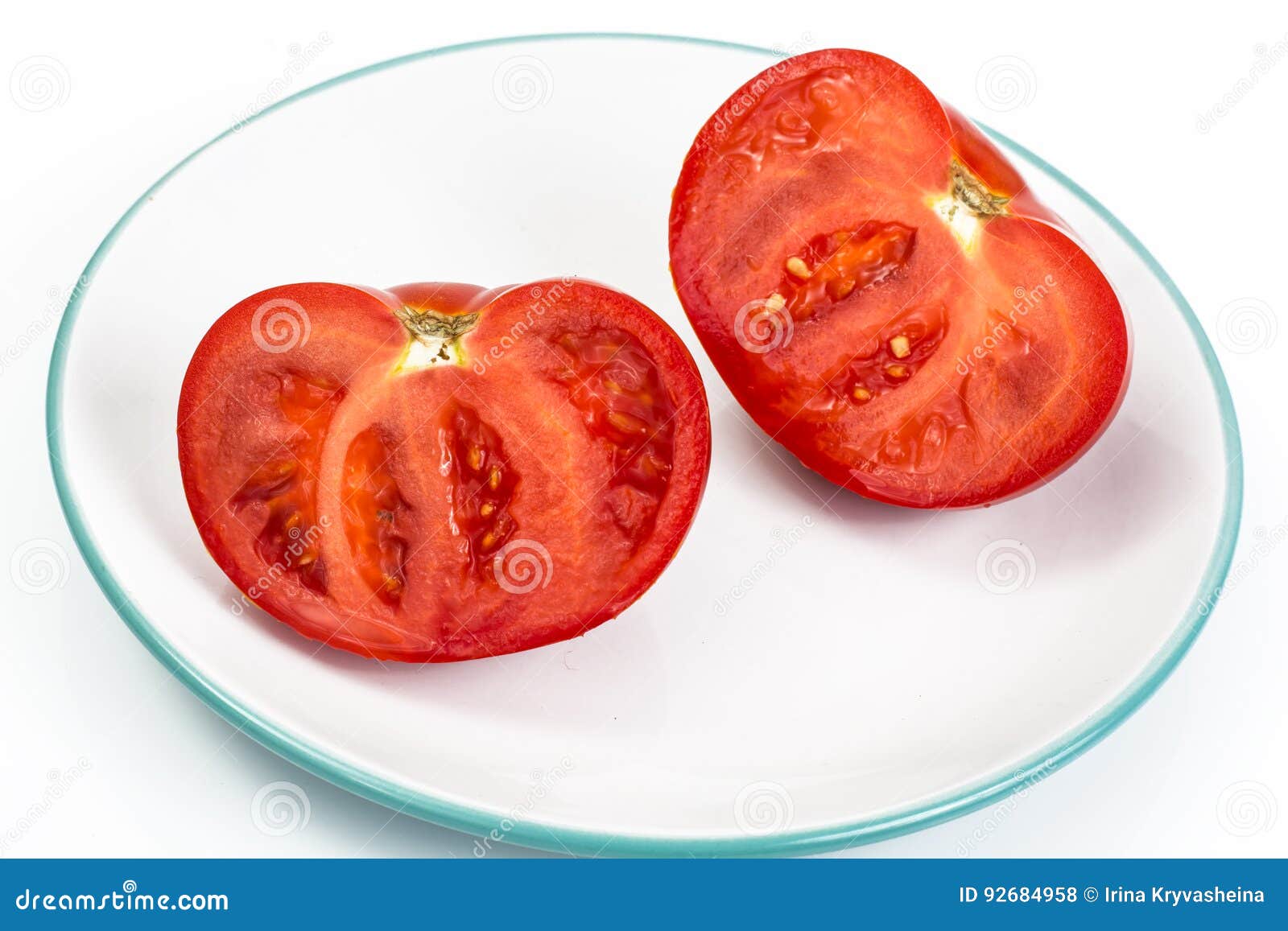 Red tomato, cut in half stock photo. Image of ripe, single - 92684958