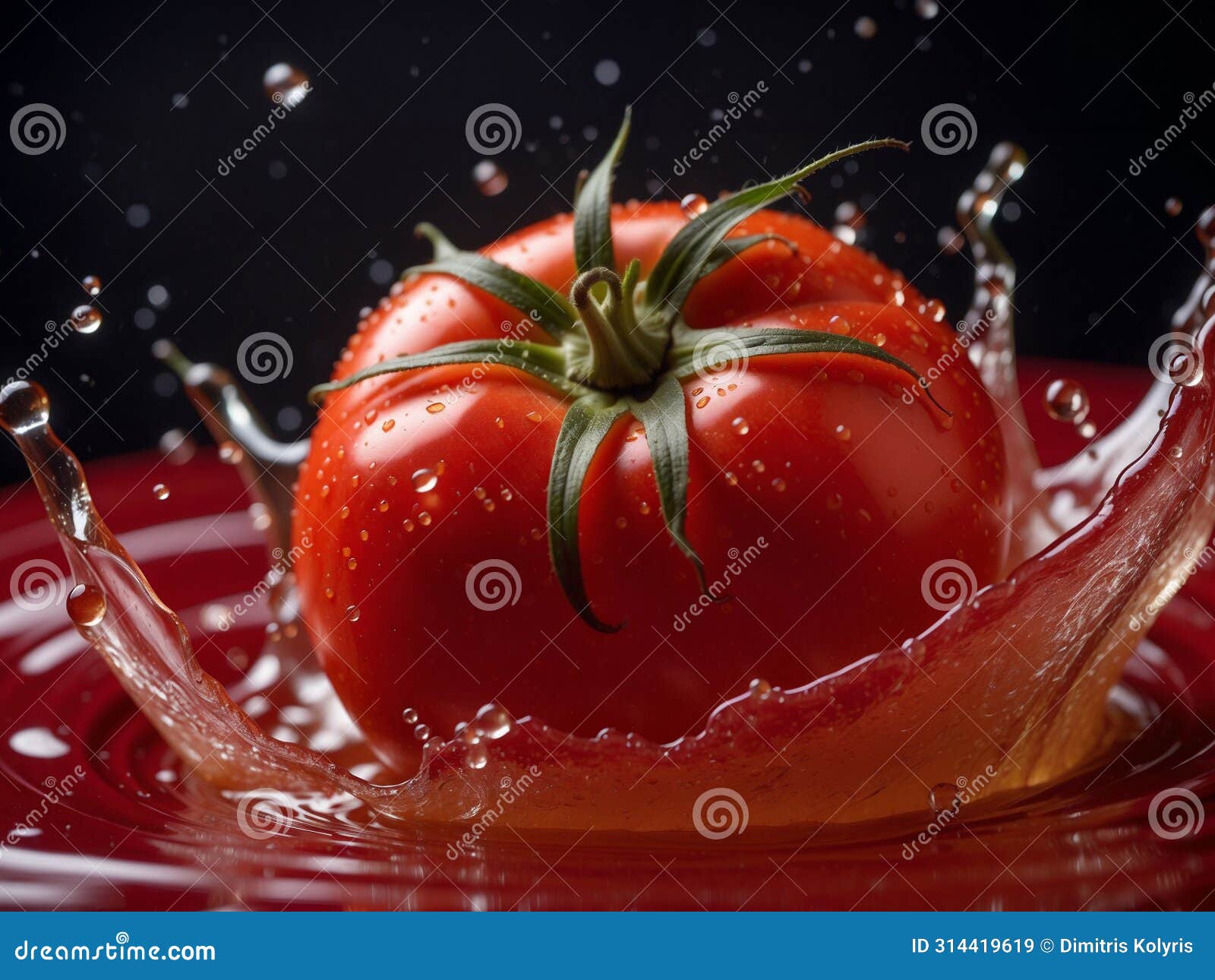 Red Tomato Fresh Vegetable Splashing in Water Stock Illustration ...
