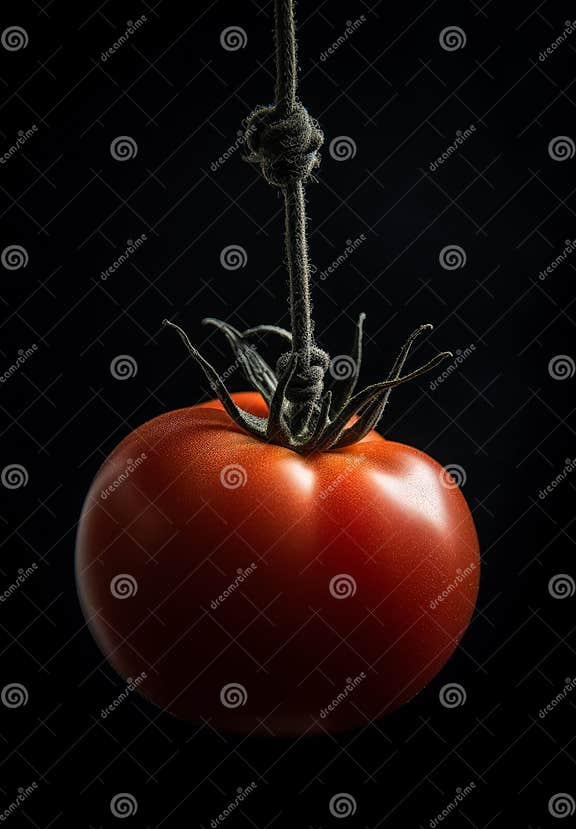 Red Tomato is Hanging on Rope Stock Photo - Image of fresh, refreshment ...