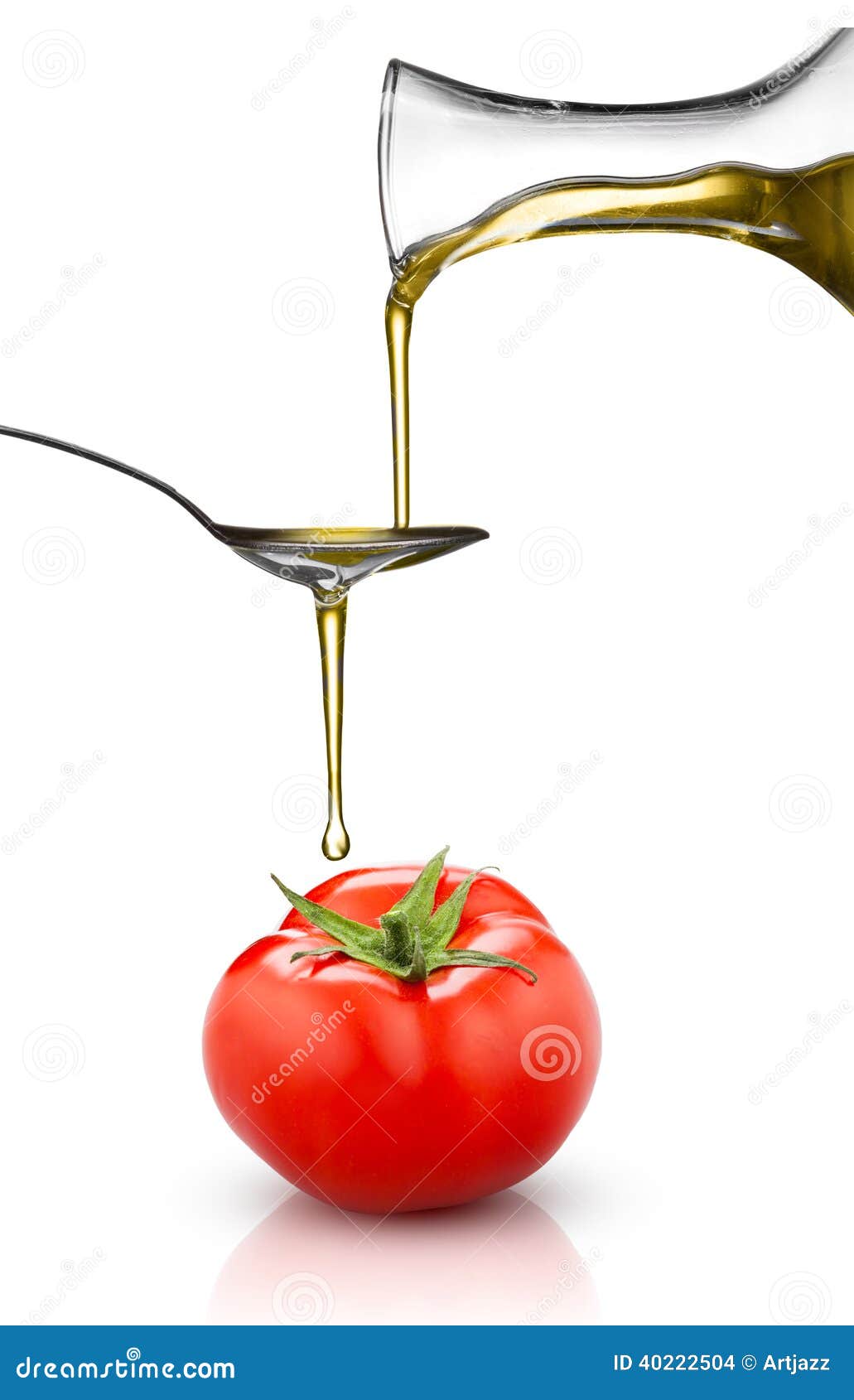 Red Tomato and Pouring Oil Isolated on White Stock Photo - Image of ...