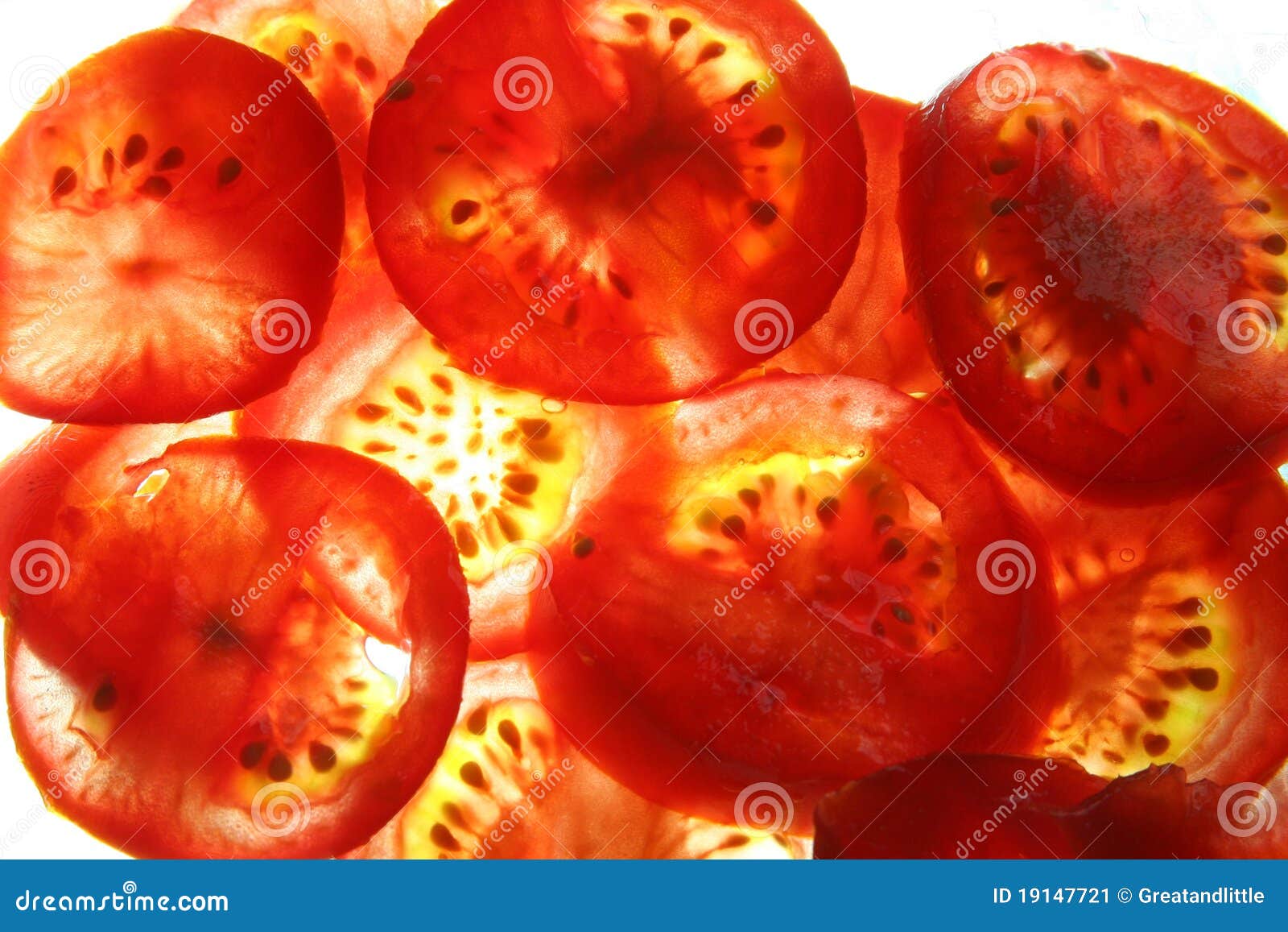Red Tomato Slides with Light Shining through Stock Image - Image of ...